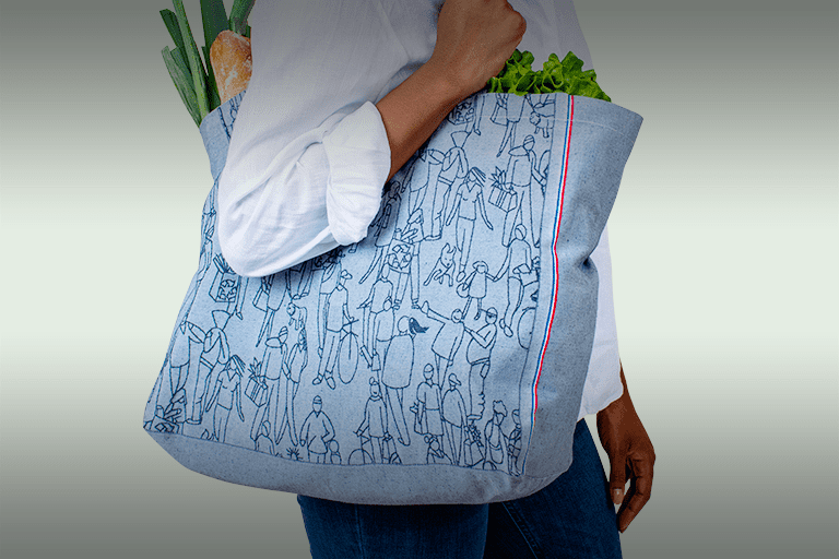 Un sac réutilisable fabriqué en France, recyclé et recyclable.