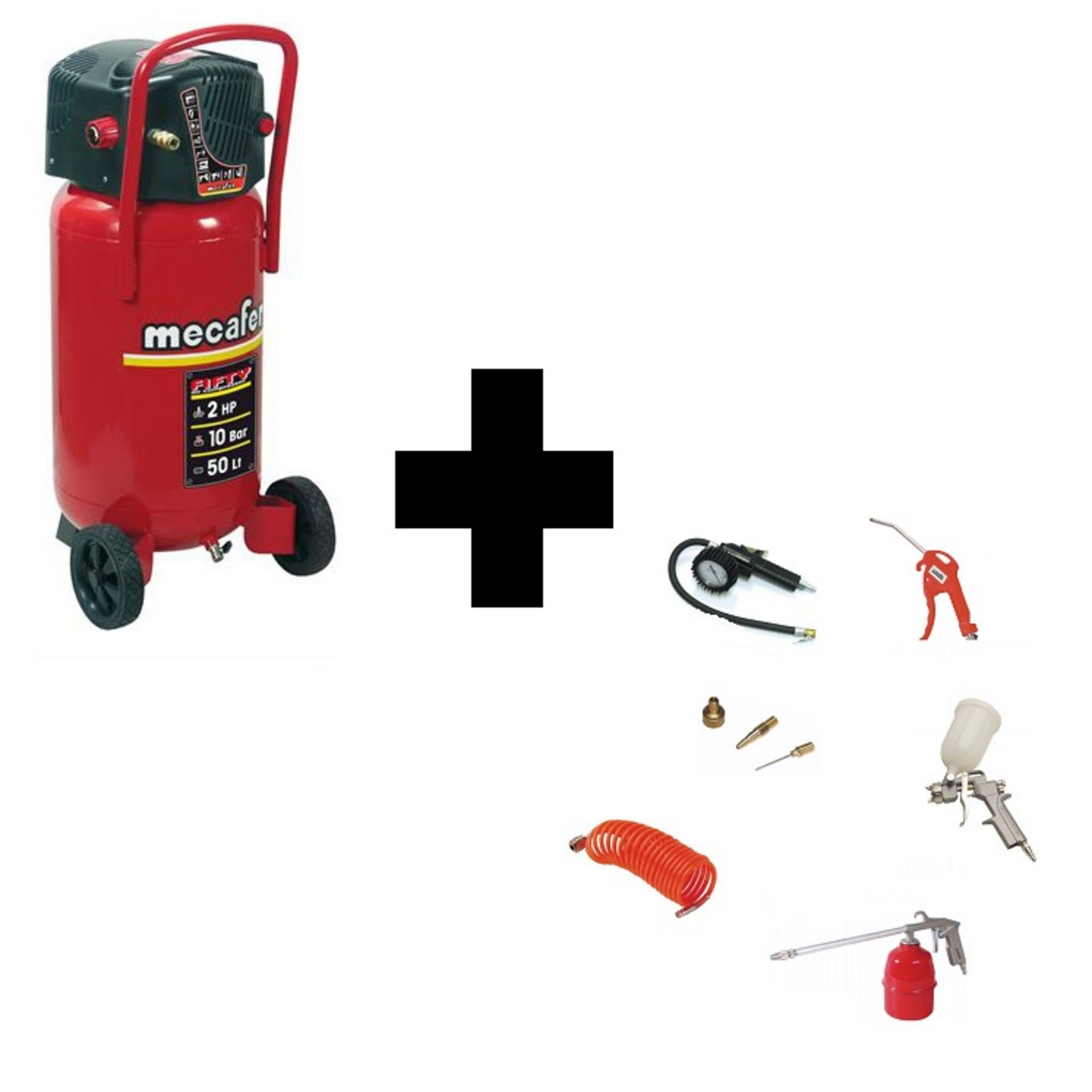 MECAFER LOT Compresseur Fifty 50L + Kit 8 accessoires pas cher - Auchan.fr