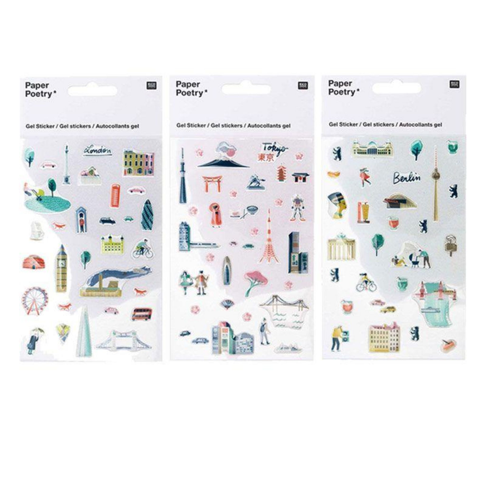 RICO DESIGN Stickers gel transparent - Londres, Tokyo, Berlin pas cher ...