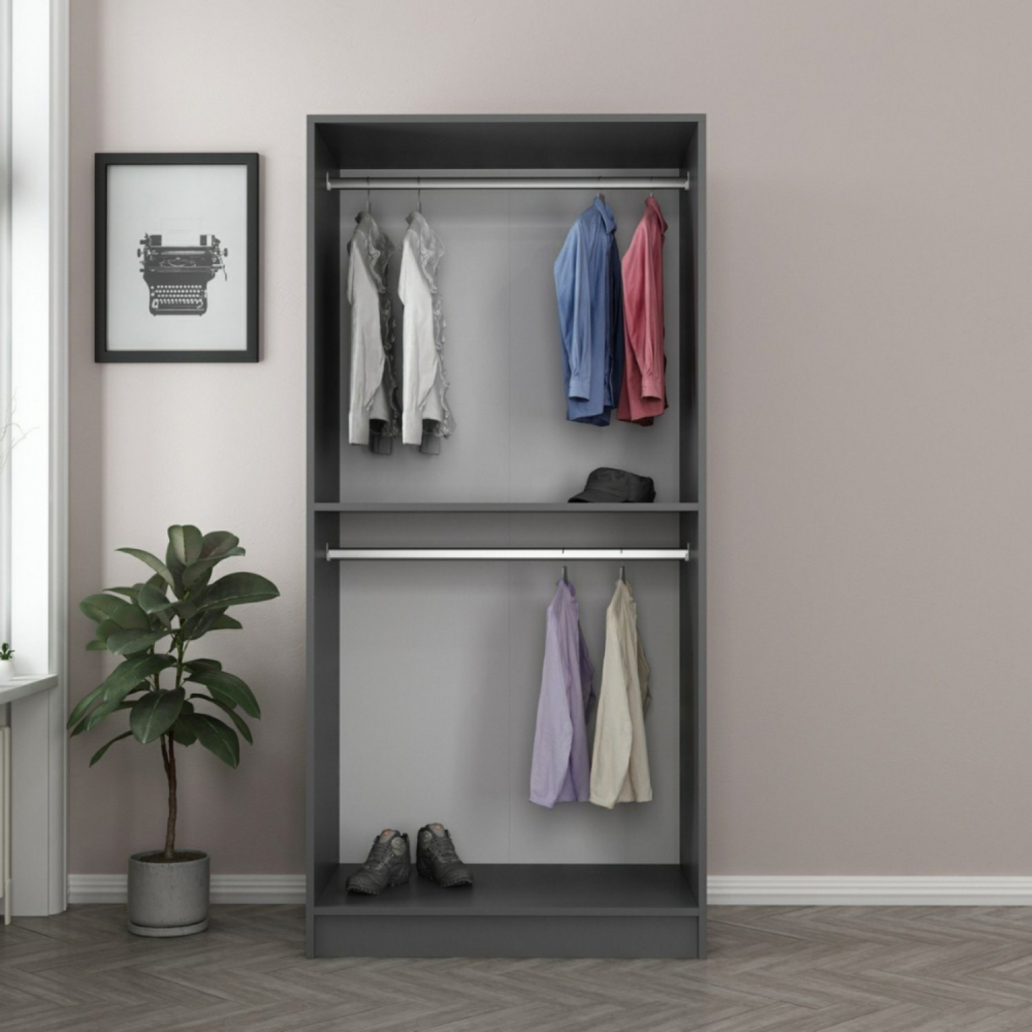 CONCEPT USINE Dressing anthracite avec étagère et penderies RIVOLI - 90 ...