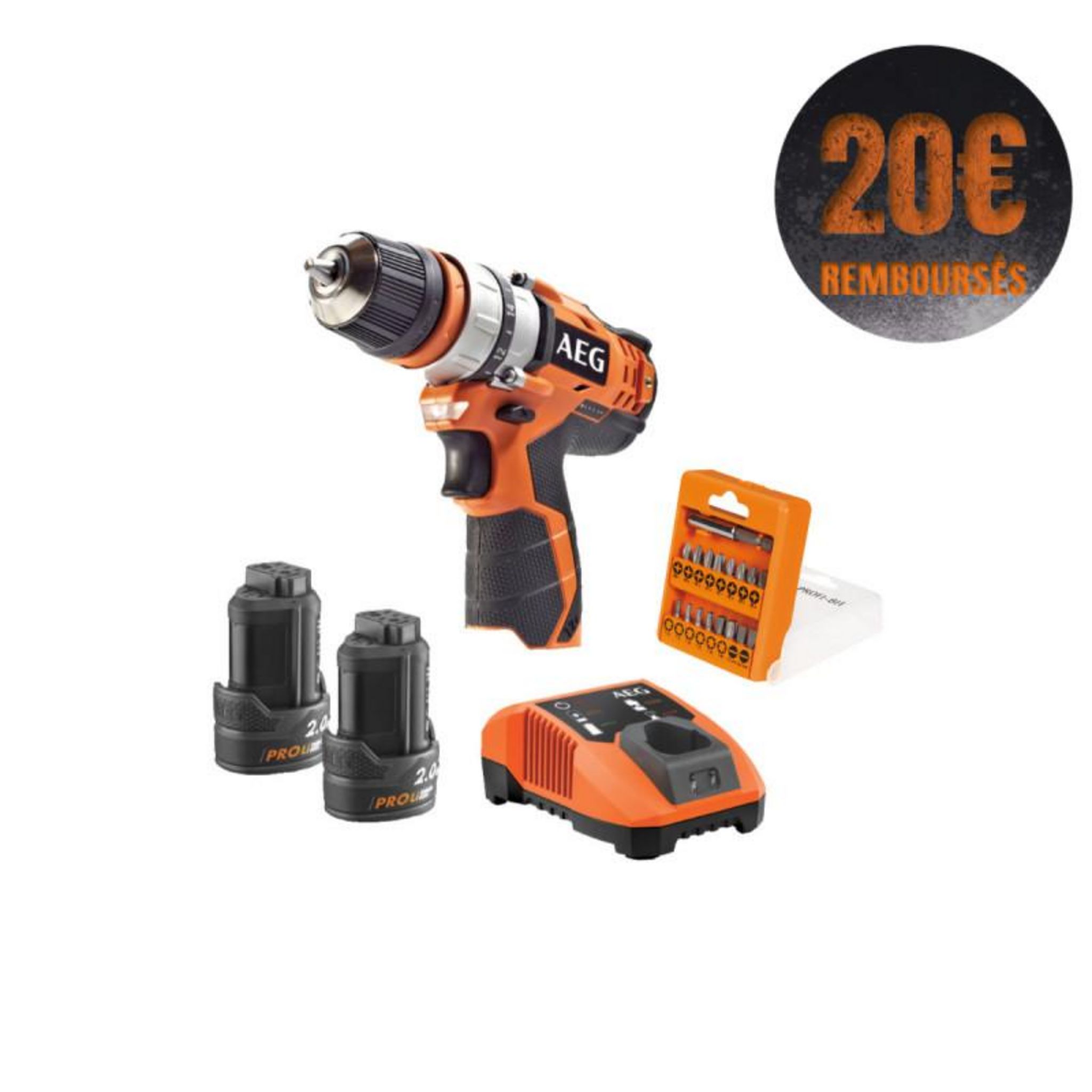 AEG Perceuse visseuse AEG 12V - 2 batteries 2.0Ah - 1 chargeur BBS12C2 ...