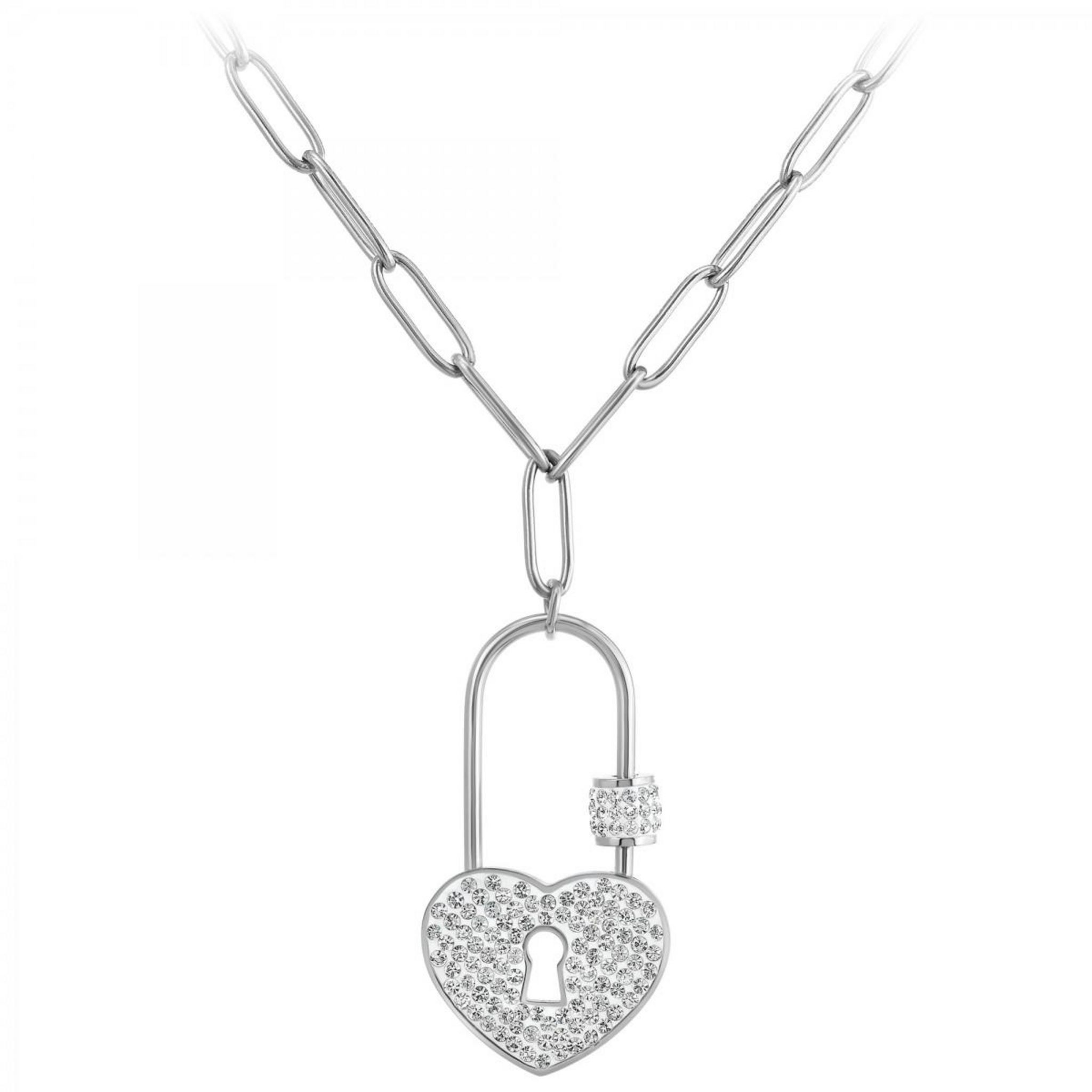 SC CRYSTAL Collier cadenas coeur SC Crystal orné de Cristaux ...