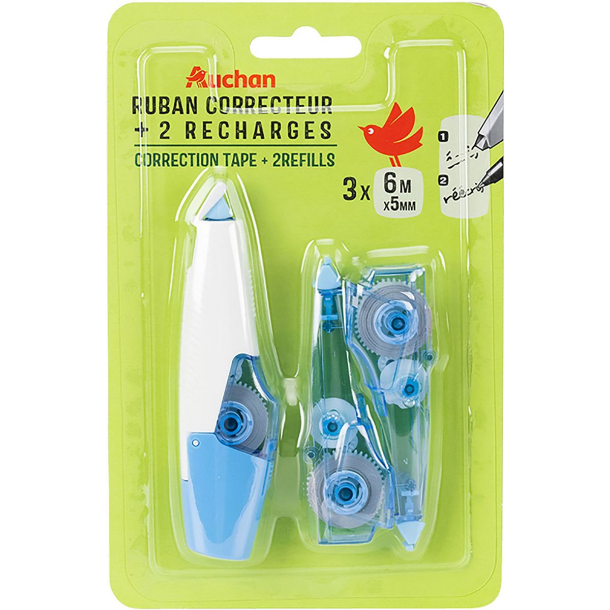 AUCHAN Souris correctrice bleue + 2 recharges pas cher - Auchan.fr
