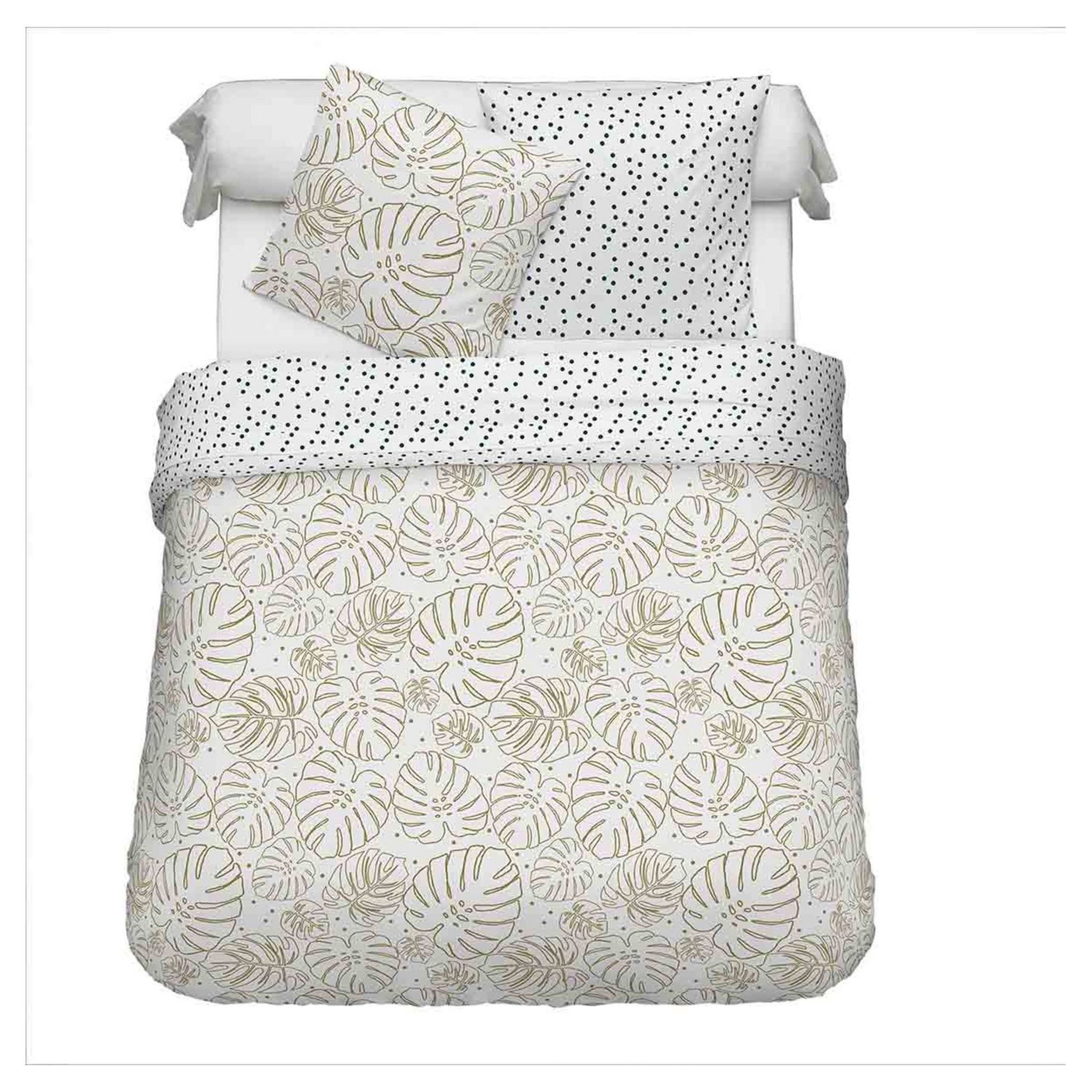 Parure housse de couette en coton vert impression dorée ADELINE pas ...