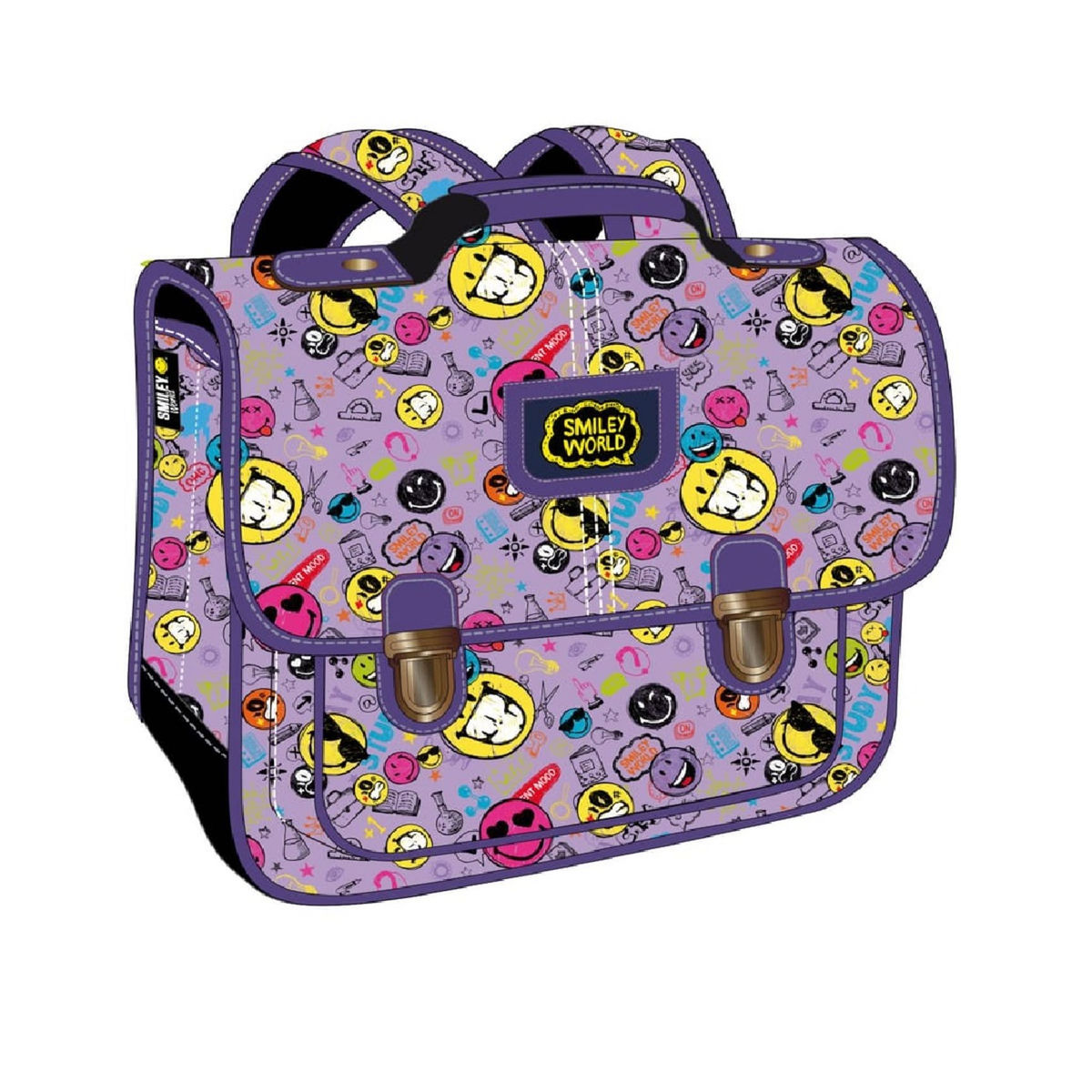 Cartable 38cm fille Smiley violet pas cher - Auchan.fr
