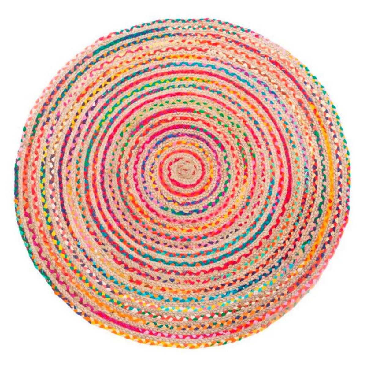 Tapis jute rond multicolore diam120cm Rosace pas cher - Auchan.fr