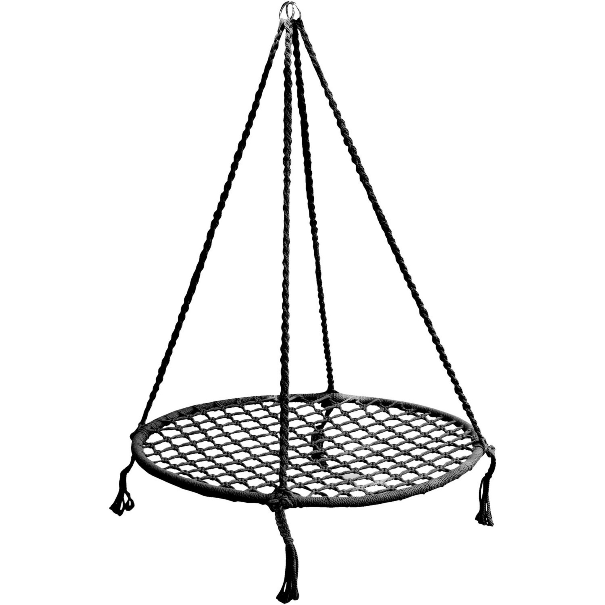 GARDENSTAR Hamac rond à suspendre - Corde noire et acier - 97x97x120cm ...
