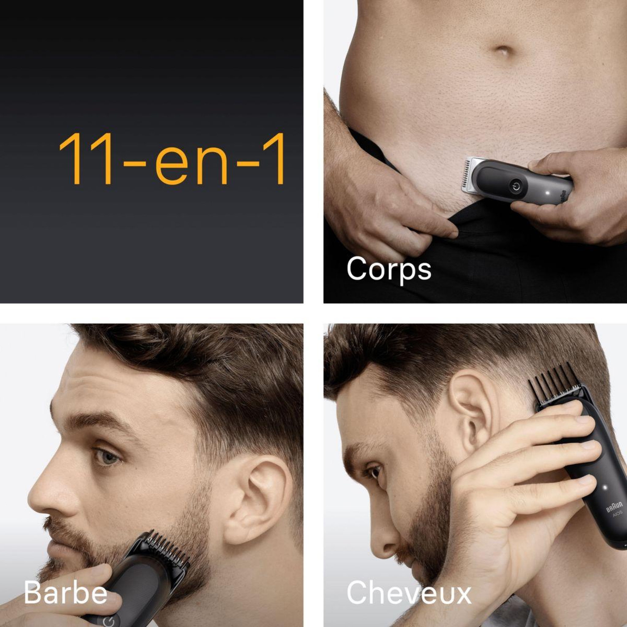BRAUN Tondeuse multi usages AIO5560, 14 hauteurs de coupe, précision 0 ...