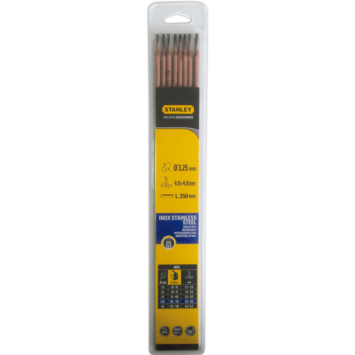 STANLEY Electrodes inox Ø3.25mm x 350 - Lot de 8 pas cher - Auchan.fr