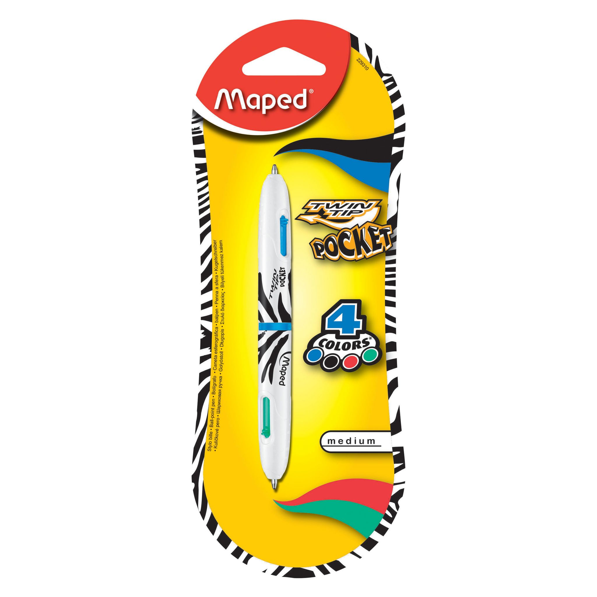 MAPED Mini stylo bille 4 couleurs pointe moyenne - assortiment noir ...