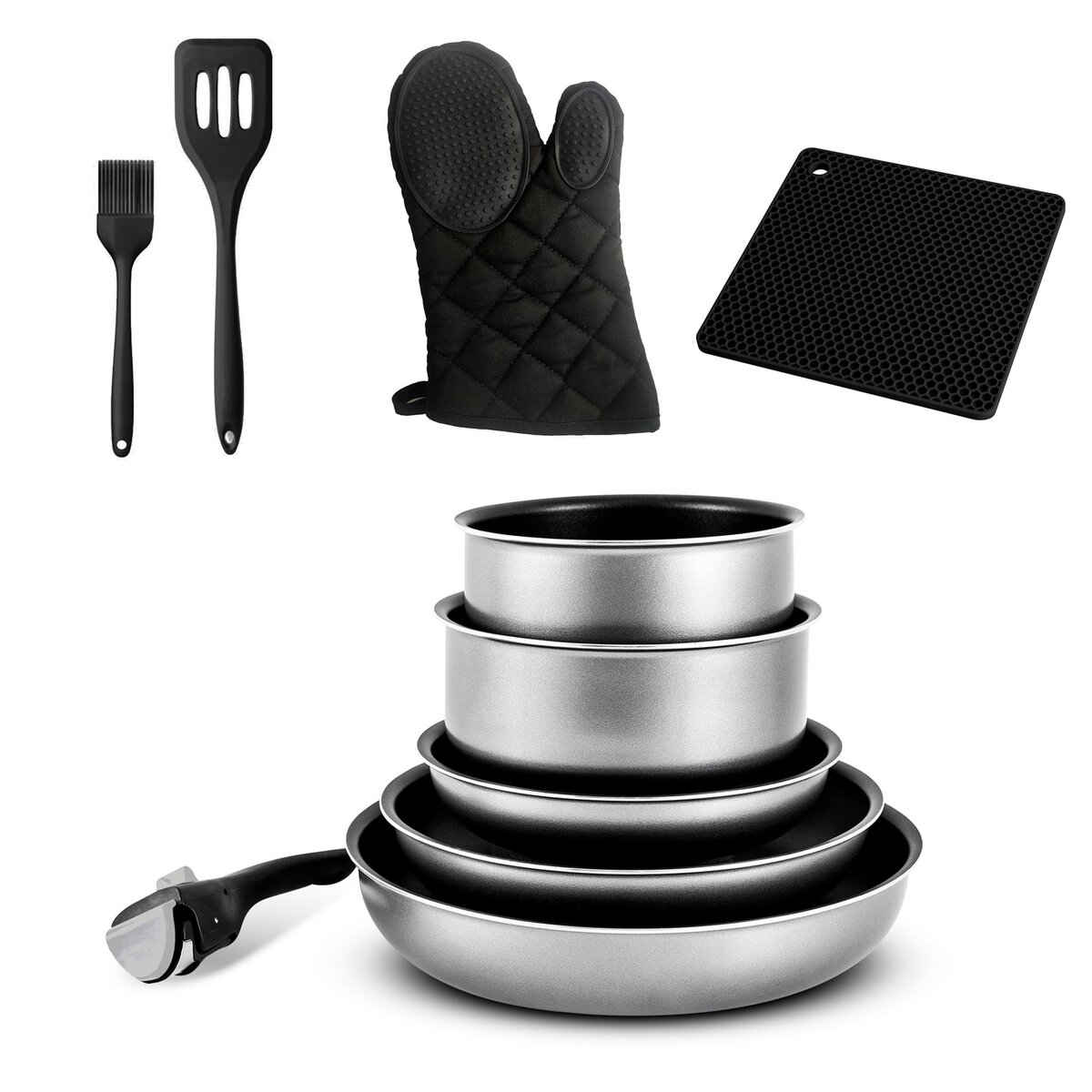 KITCHEN COOK Batterie de cuisine induction 10 pièces pas cher - Auchan.fr