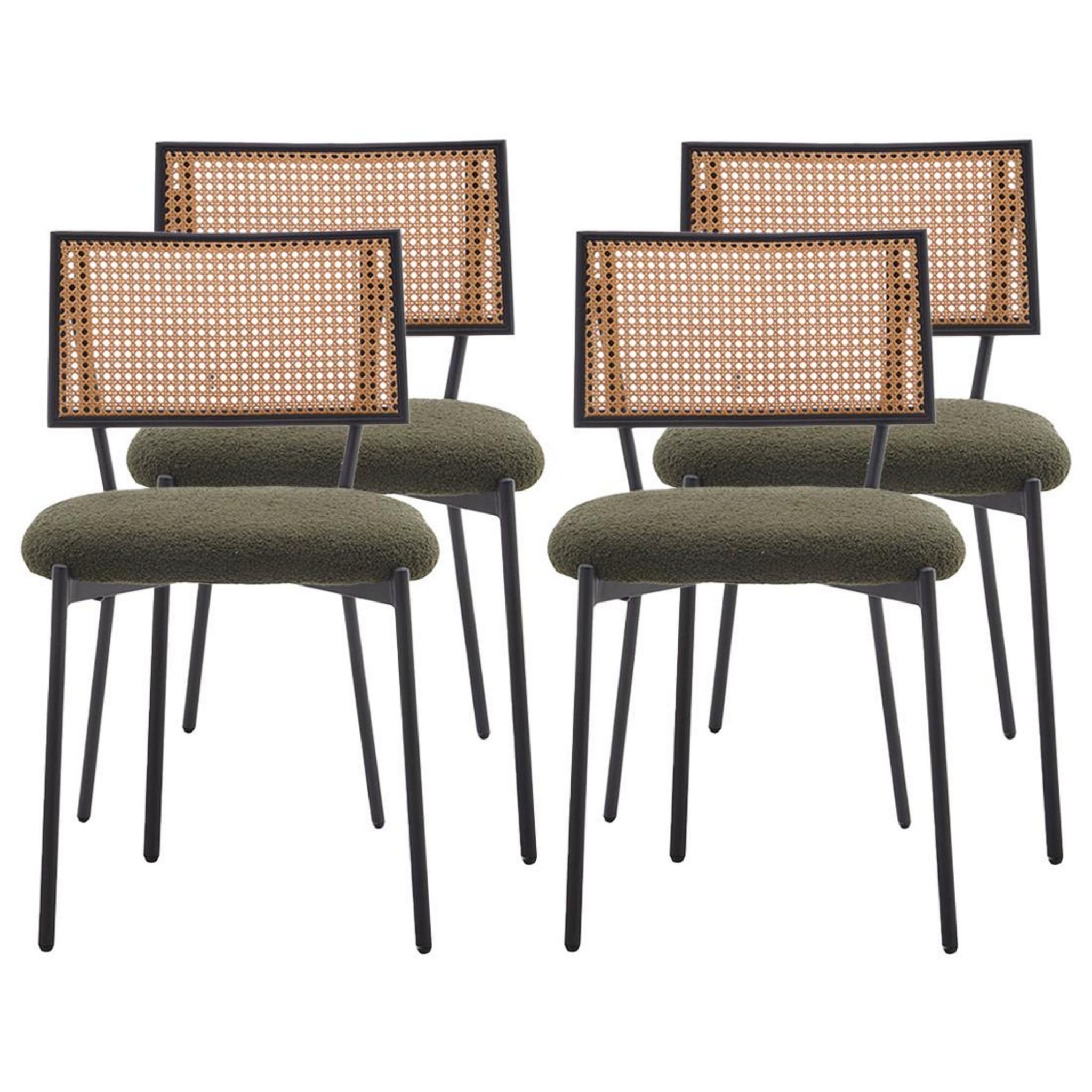 LISA DESIGN Luciano - lot de 4 chaises - en tissu bouclette - vert kaki ...