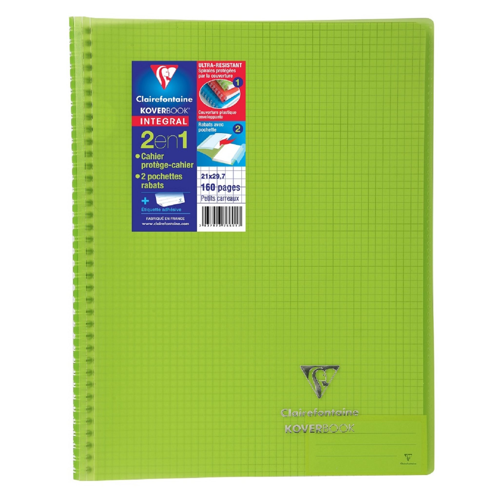 CLAIREFONTAINE Cahier à spirale 21x29,7cm 160 pages petits carreaux 5x5 ...