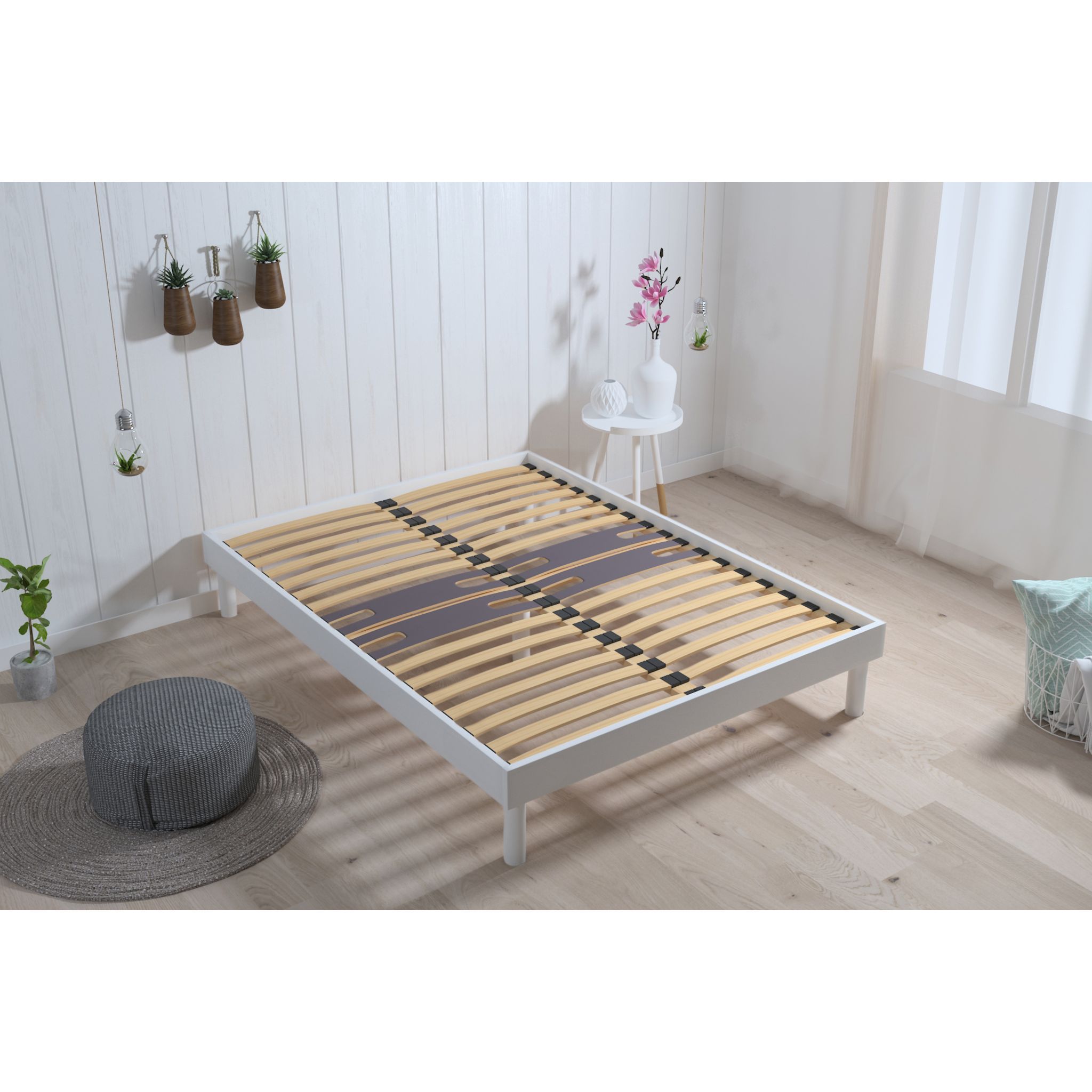 SEDAC Sommier déco en kit 160x200cm, 3 zones de confort, sapin massif ...