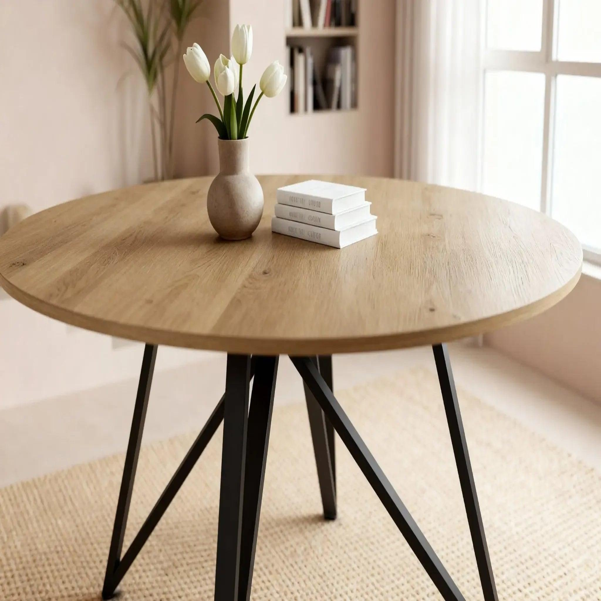 CASANOVA PARIS DEVA - Table à manger ronde - 120cmpieds en métal noir ...