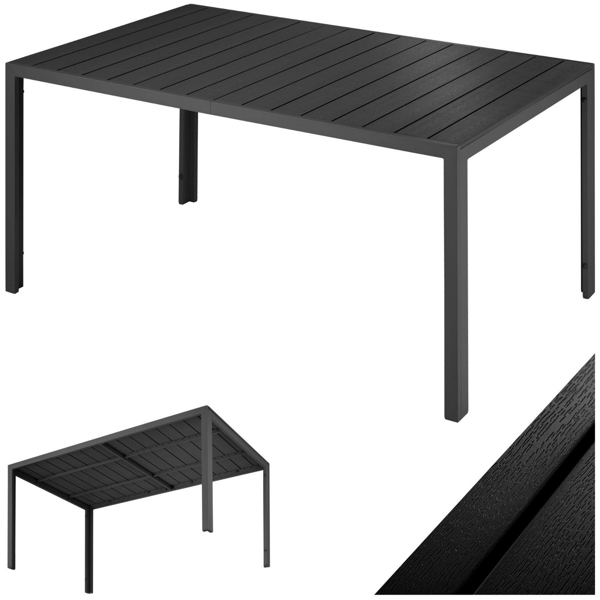 tectake Table de jardin en Aluminium et Plastique noir/noir pas cher ...