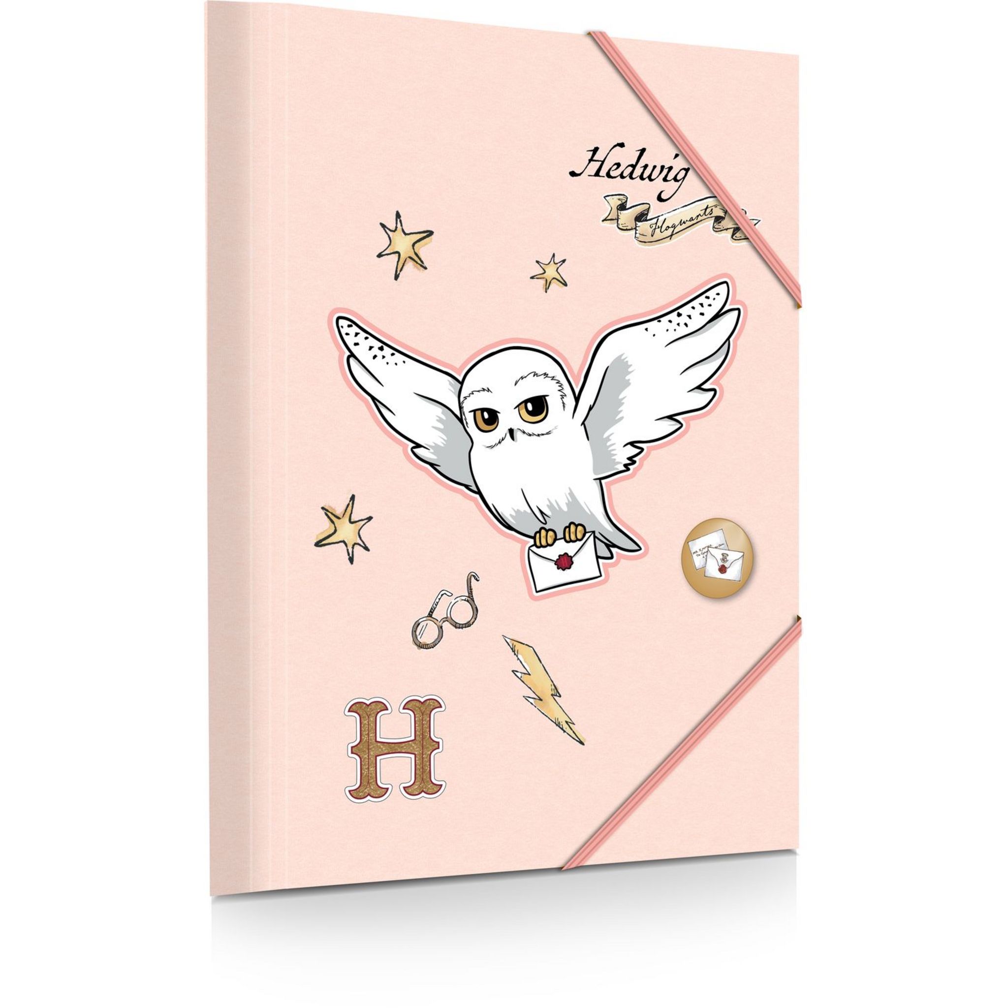 HARRY POTTER Chemise à élastiques 24x32 cm carton Hedwig rose pas cher ...