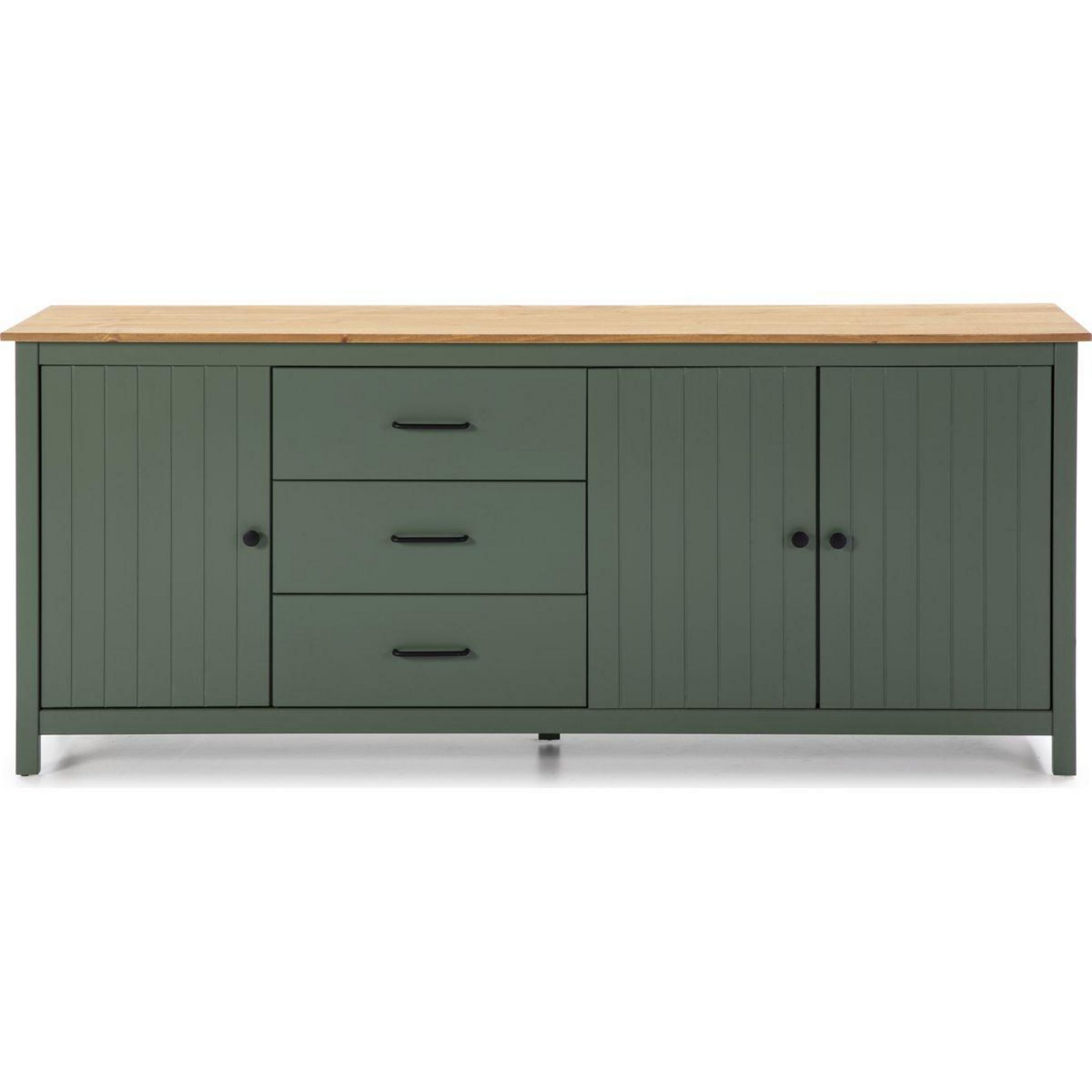 HOMIFAB Buffet 3 portes 3 tiroirs en pin massif vert 190 cm - Ida pas ...