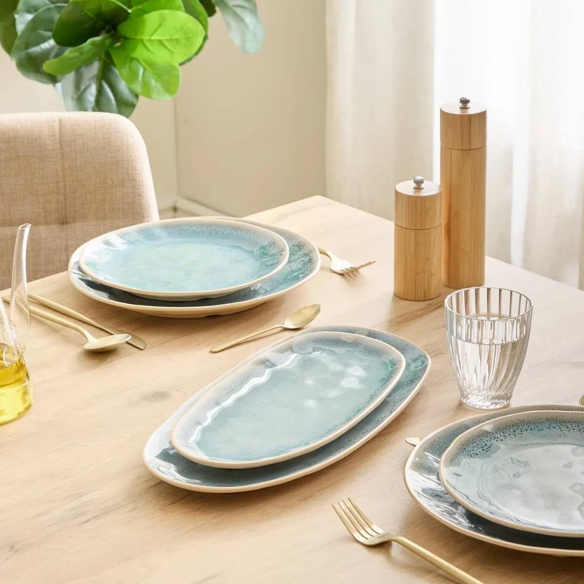 SECRET DE GOURMET Plat de Présentation Ovale Pia 31cm Bleu pas cher ...