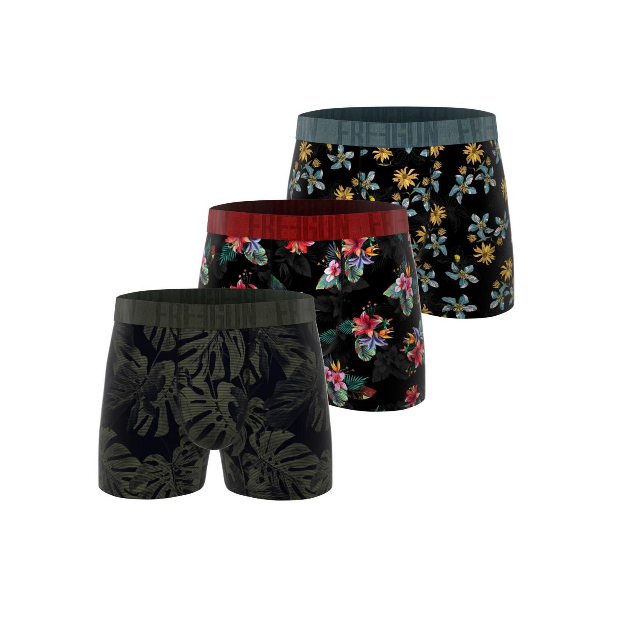 FREEGUN Lot de 3 boxers homme Flowers pas cher - Auchan.fr