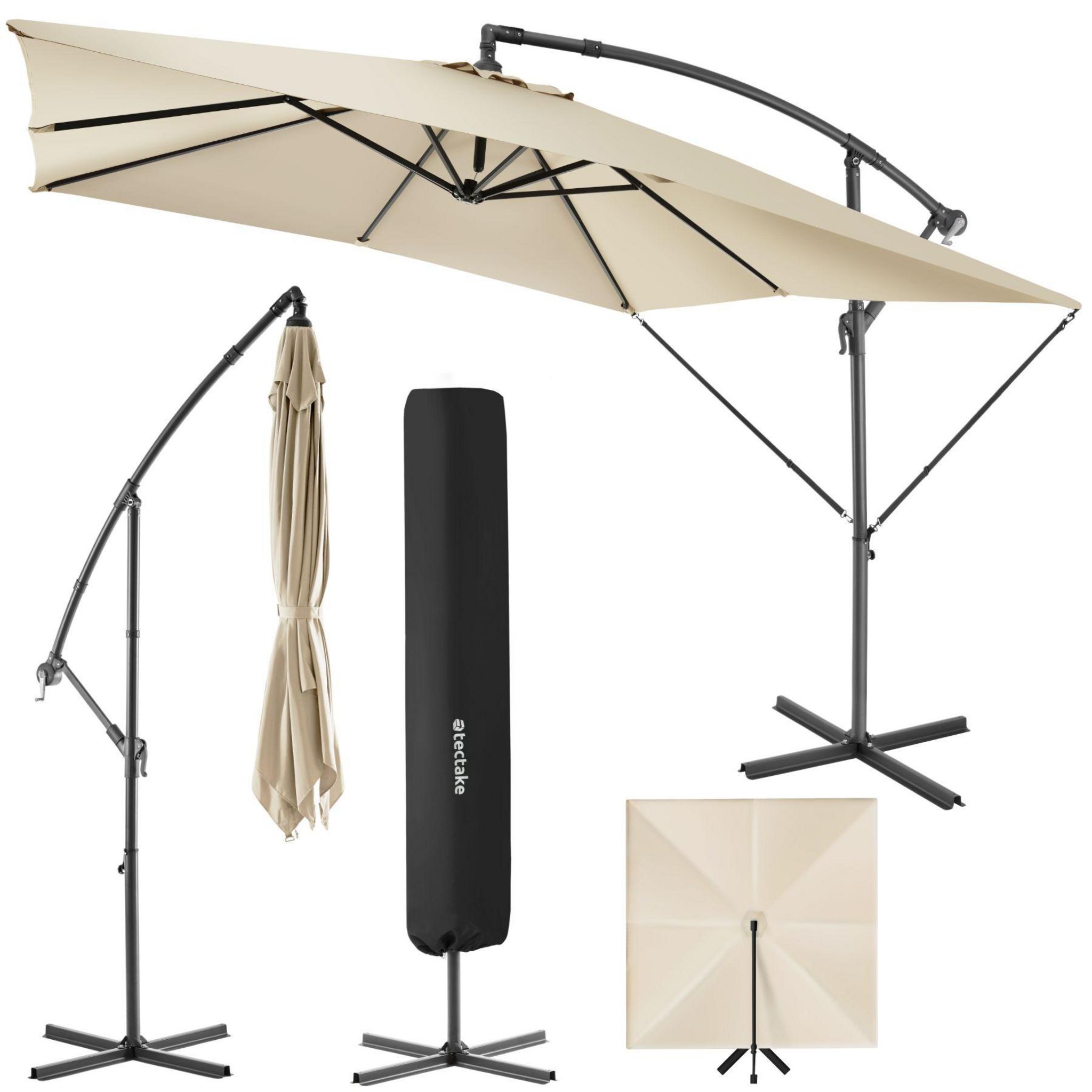 tectake Parasol 250 x 250 cm beige pas cher - Auchan.fr