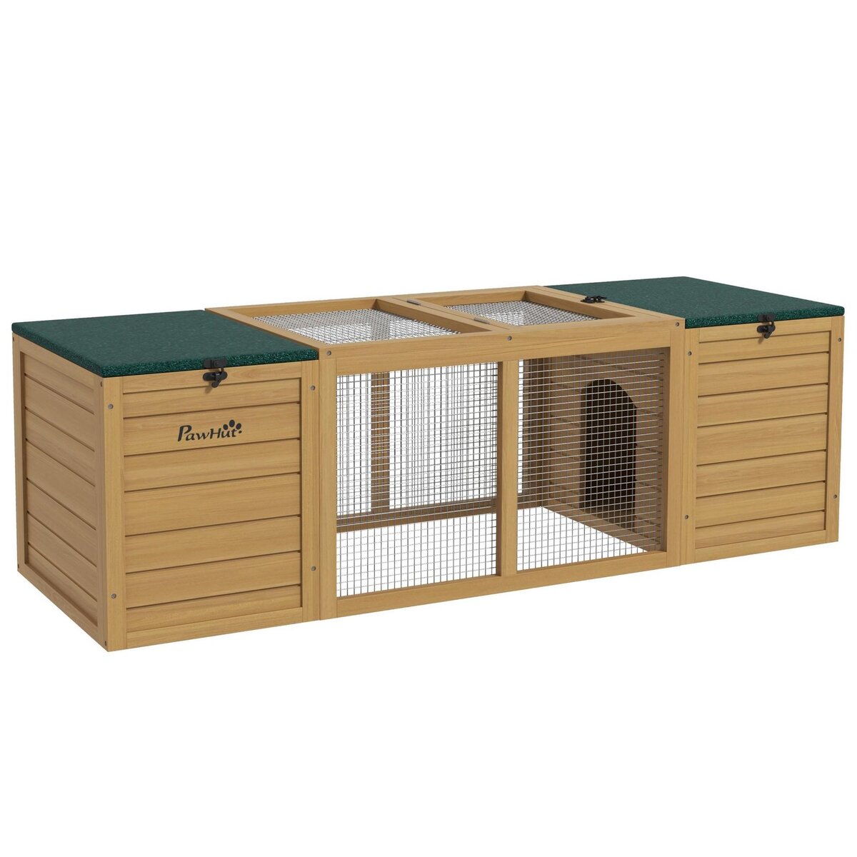 PAWHUT Clapier cage lapin 2 niches toits ouvrables enclos extérieur ...