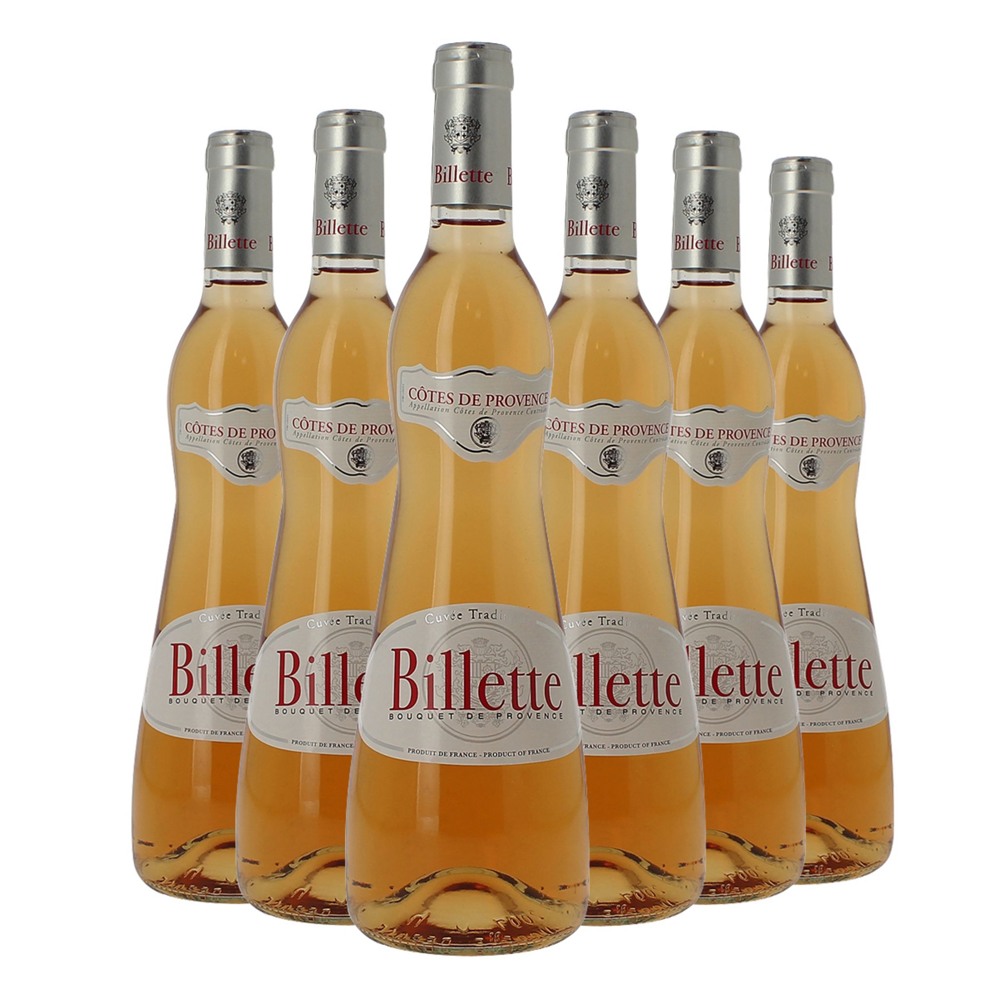 Lot de 6 bouteilles Billette Côtes de Provence Tradition Rosé pas cher ...