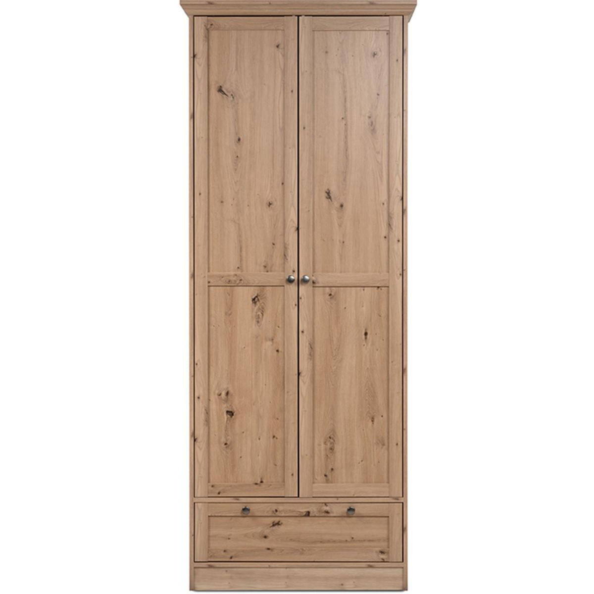 HOMIFAB Armoire 2 portes 1 tiroir effet chêne 80 cm - Saga pas cher ...