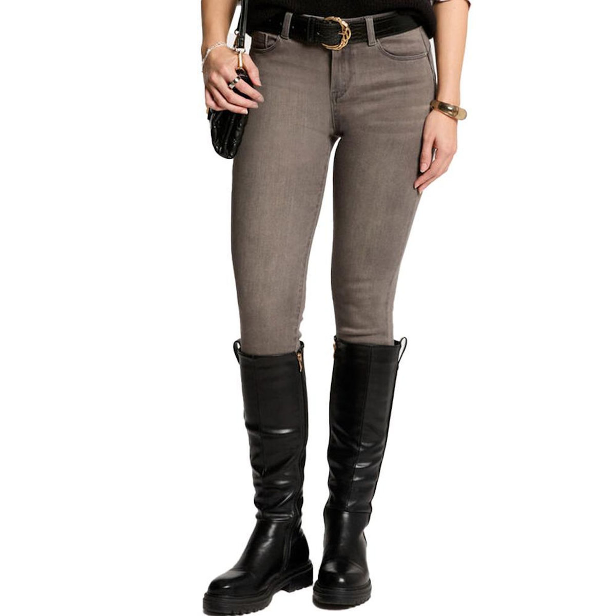MORGAN Jean Slim Gris/é Femme Morgan POM pas cher - Auchan.fr