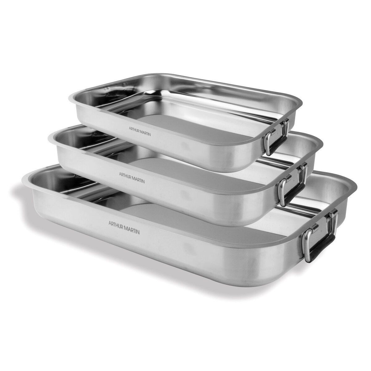 Arthur Martin Set de 3 plats à four en inox 25-30-35 cm pas cher ...