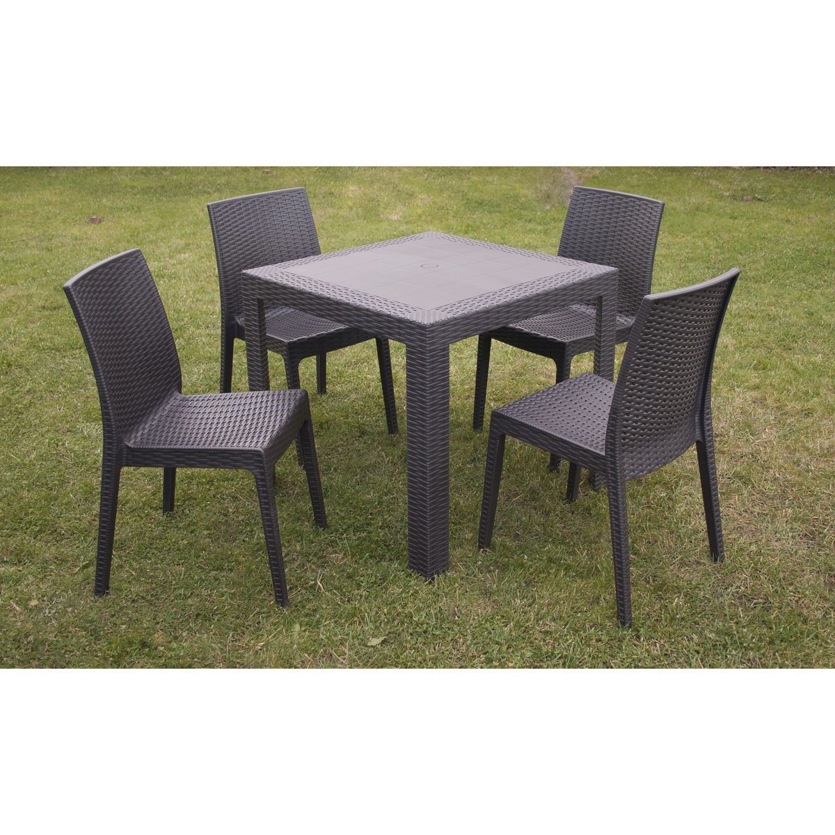 ARETA Table de jardin en résine chocolat 4 places SATURNO pas cher ...