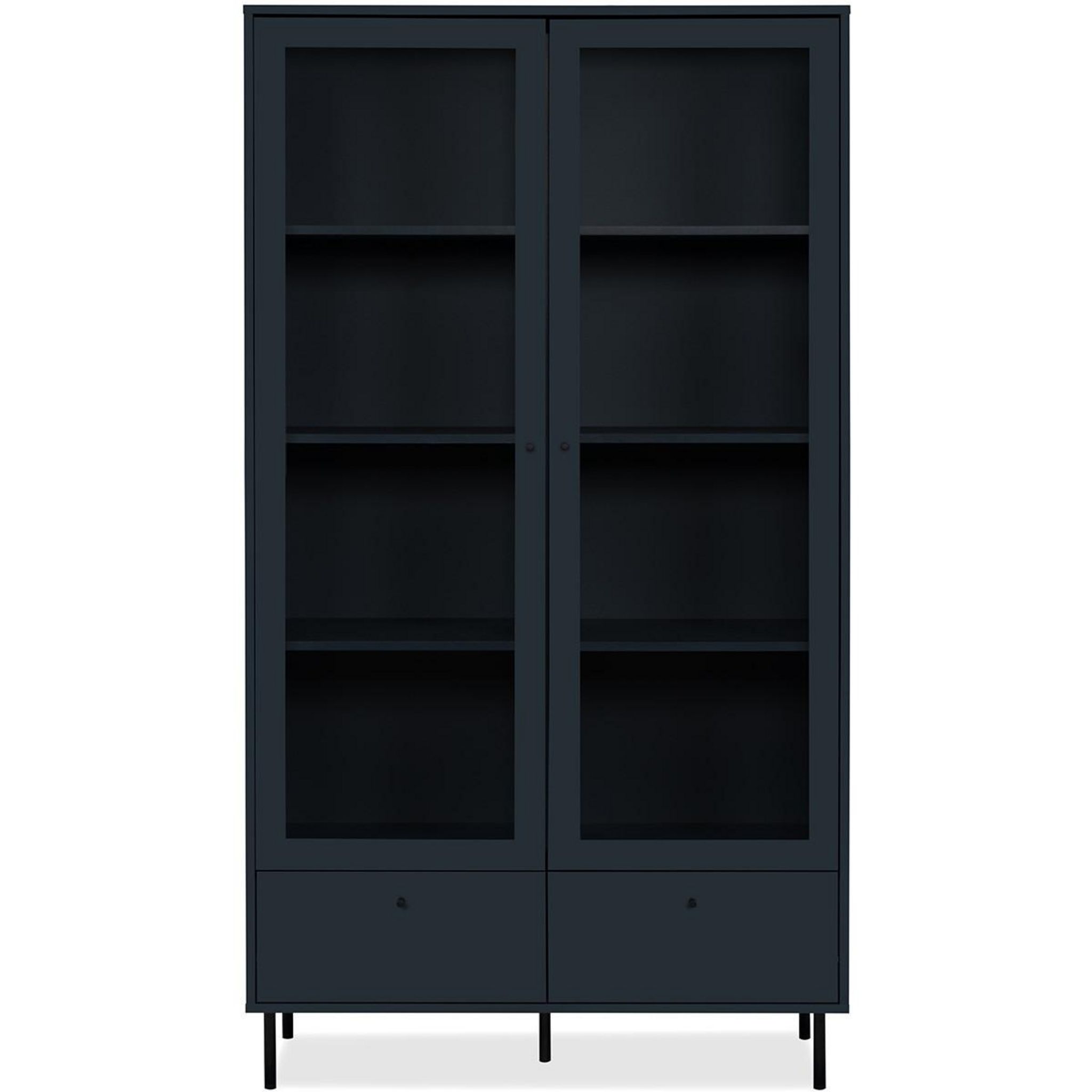 HOMIFAB Vaisselier 2 portes vitrées 2 tiroirs bleu nuit 100 cm - Agata ...