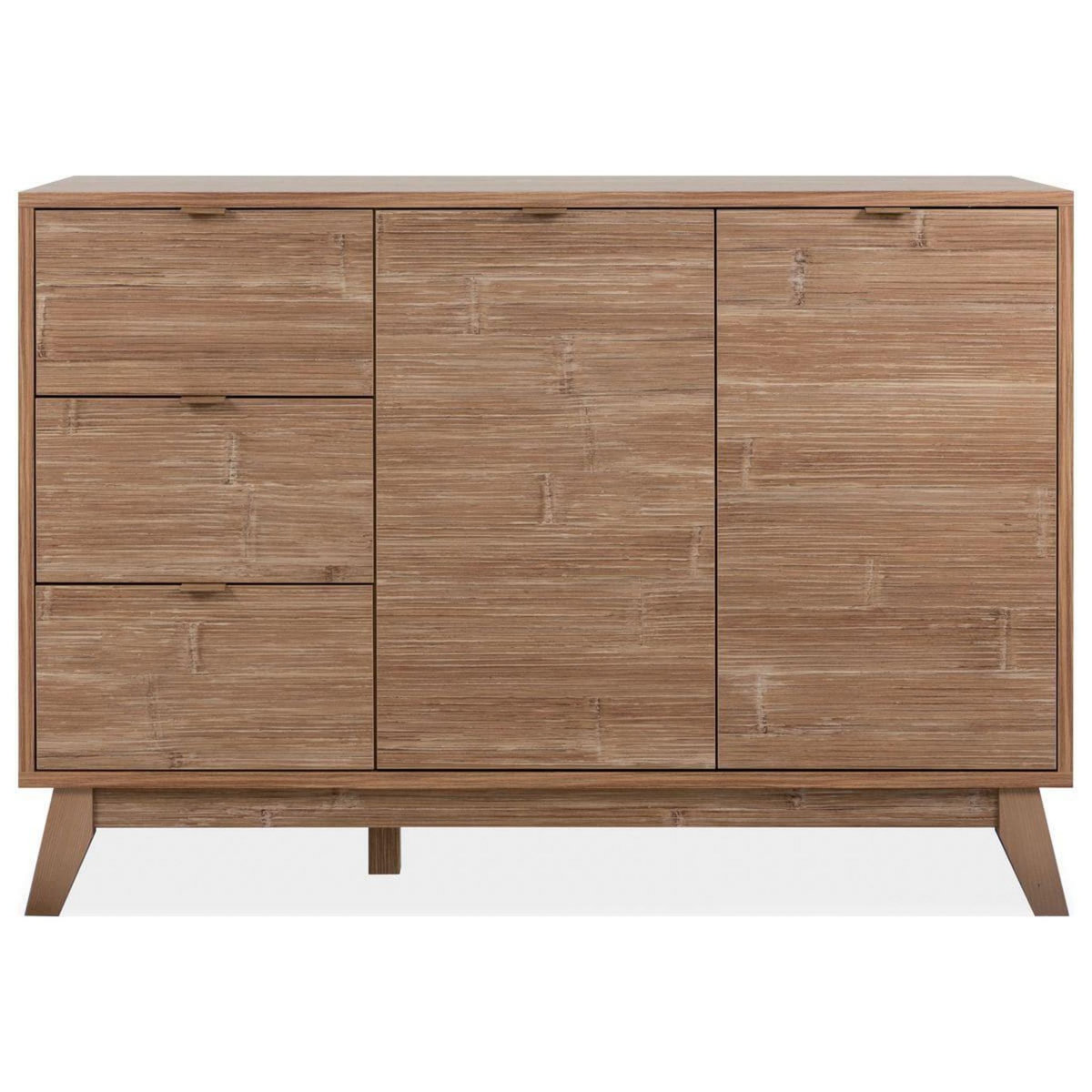 HOMIFAB Buffet 2 portes 3 tiroirs effet bambou 120 cm - Romi pas cher ...