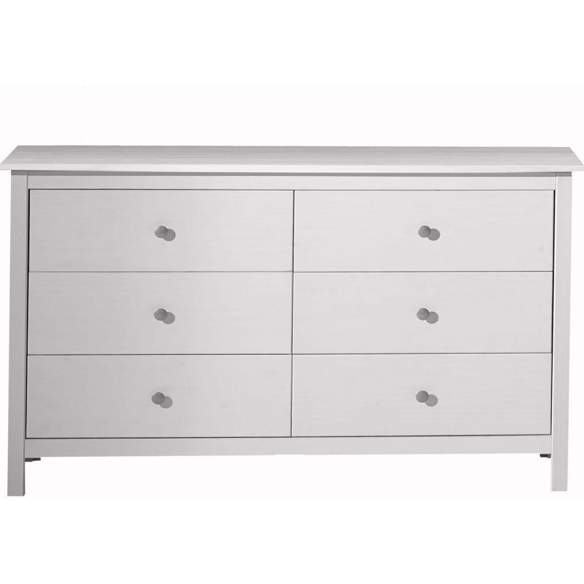 HOMIFAB Commode 6 tiroirs en pin massif blanc 130 cm - Elton pas cher ...