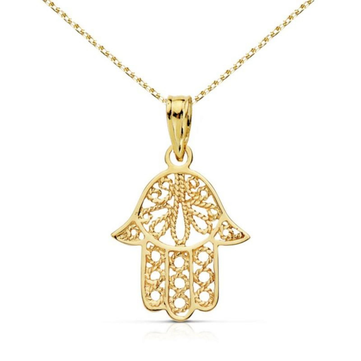 L'ATELIER D'AZUR Collier - Pendentif Or Jaune Main de Fatma - Chaine ...