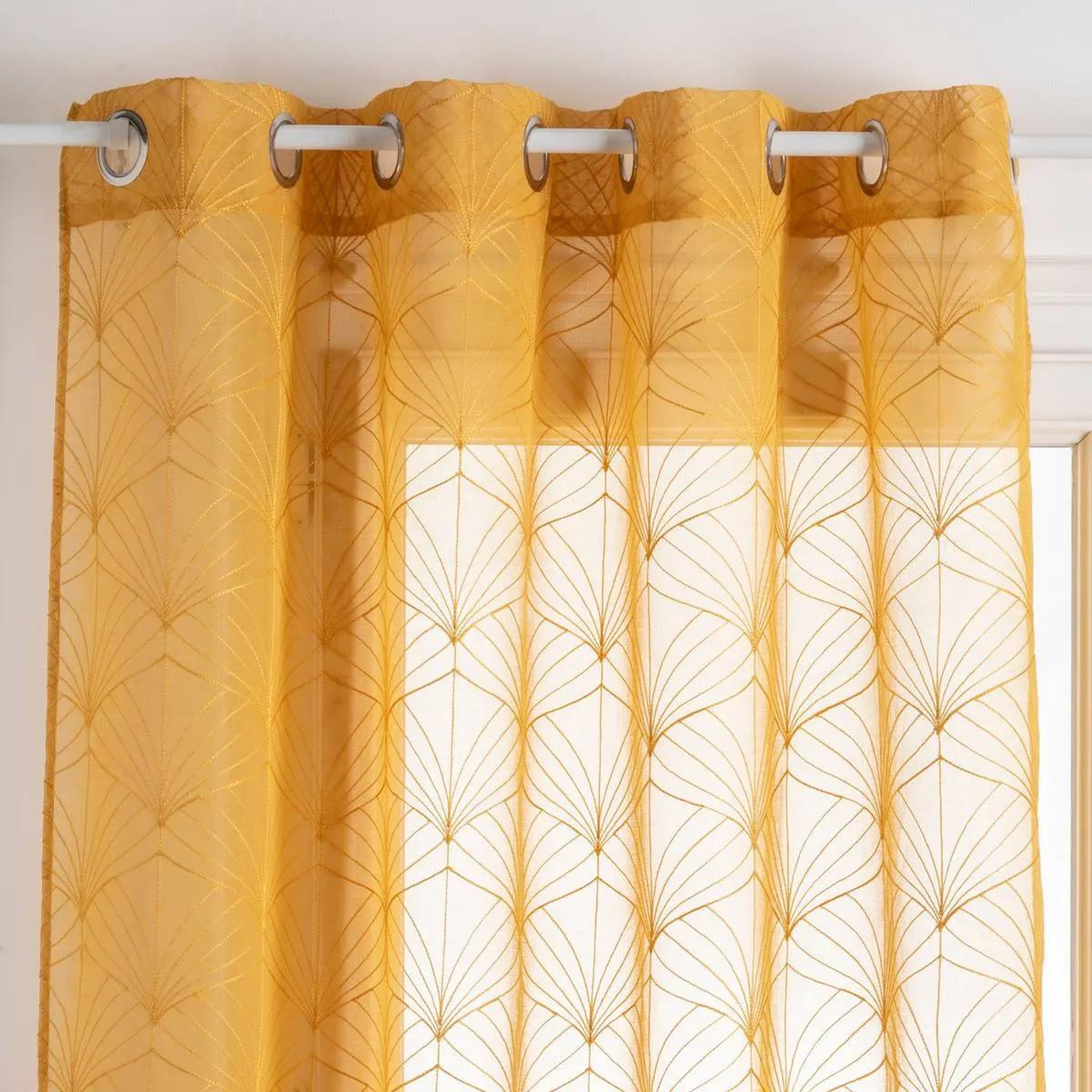 ATMOSPHERA Rideau Voilage à Œillets Mya 140x240cm Ocre pas cher - Auchan.fr