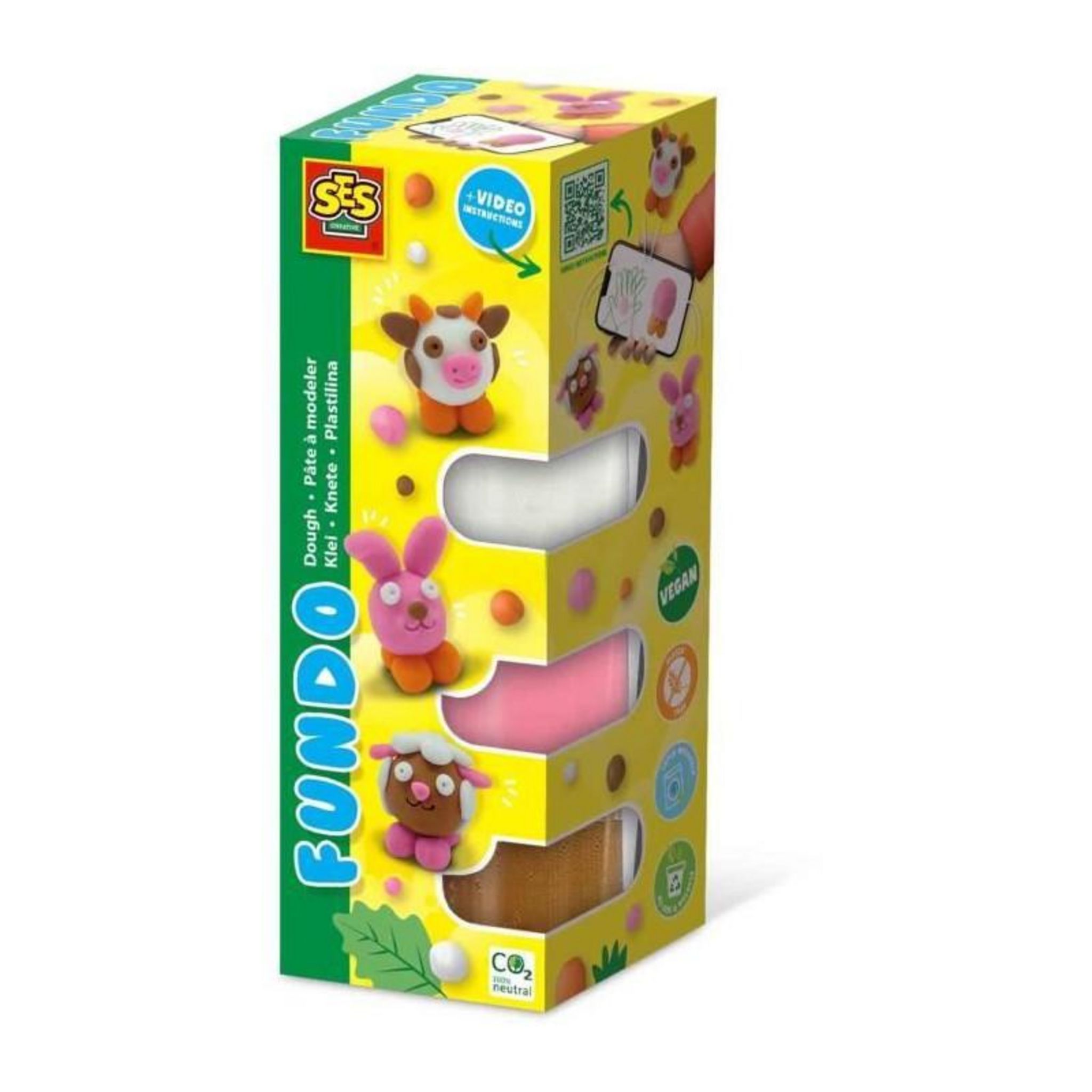 SES Creative Pâte a modeler FunDo - Animaux de la ferme (3x90gr-1x40gr ...