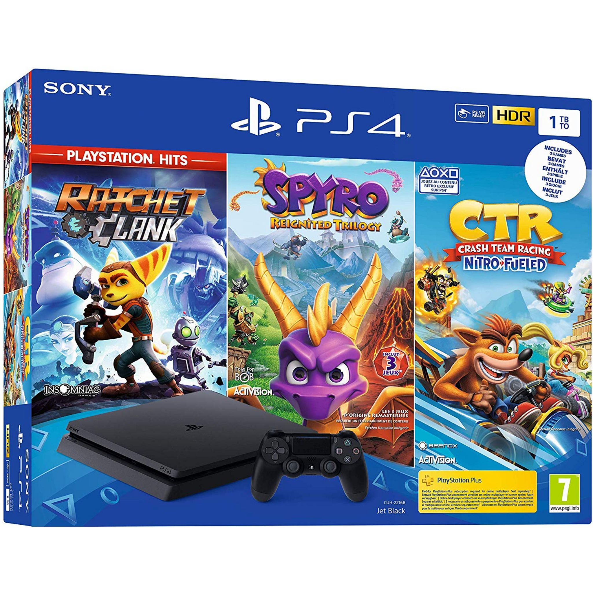 SONY Console PS4 1 To Noir Pack Famille 3 jeux pas cher - Auchan.fr