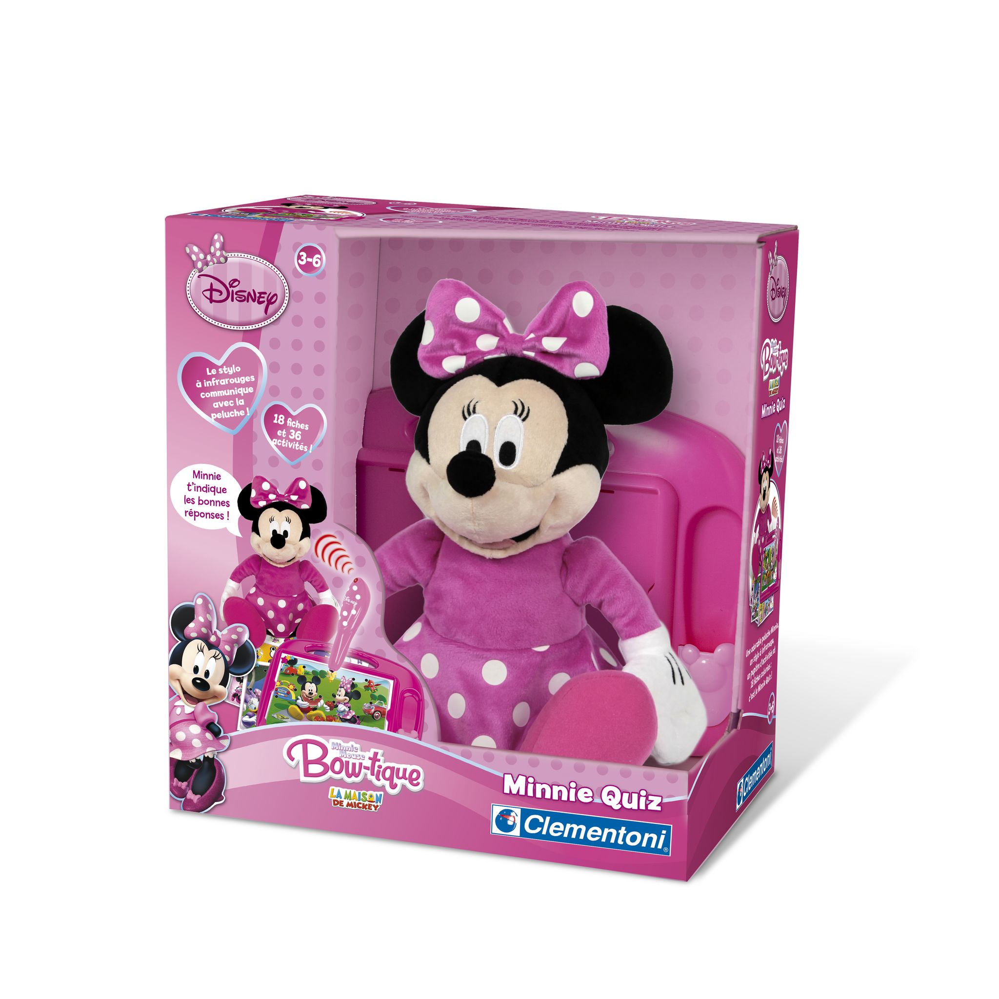 CLEMENTONI Peluche Minnie Quiz pas cher - Auchan.fr