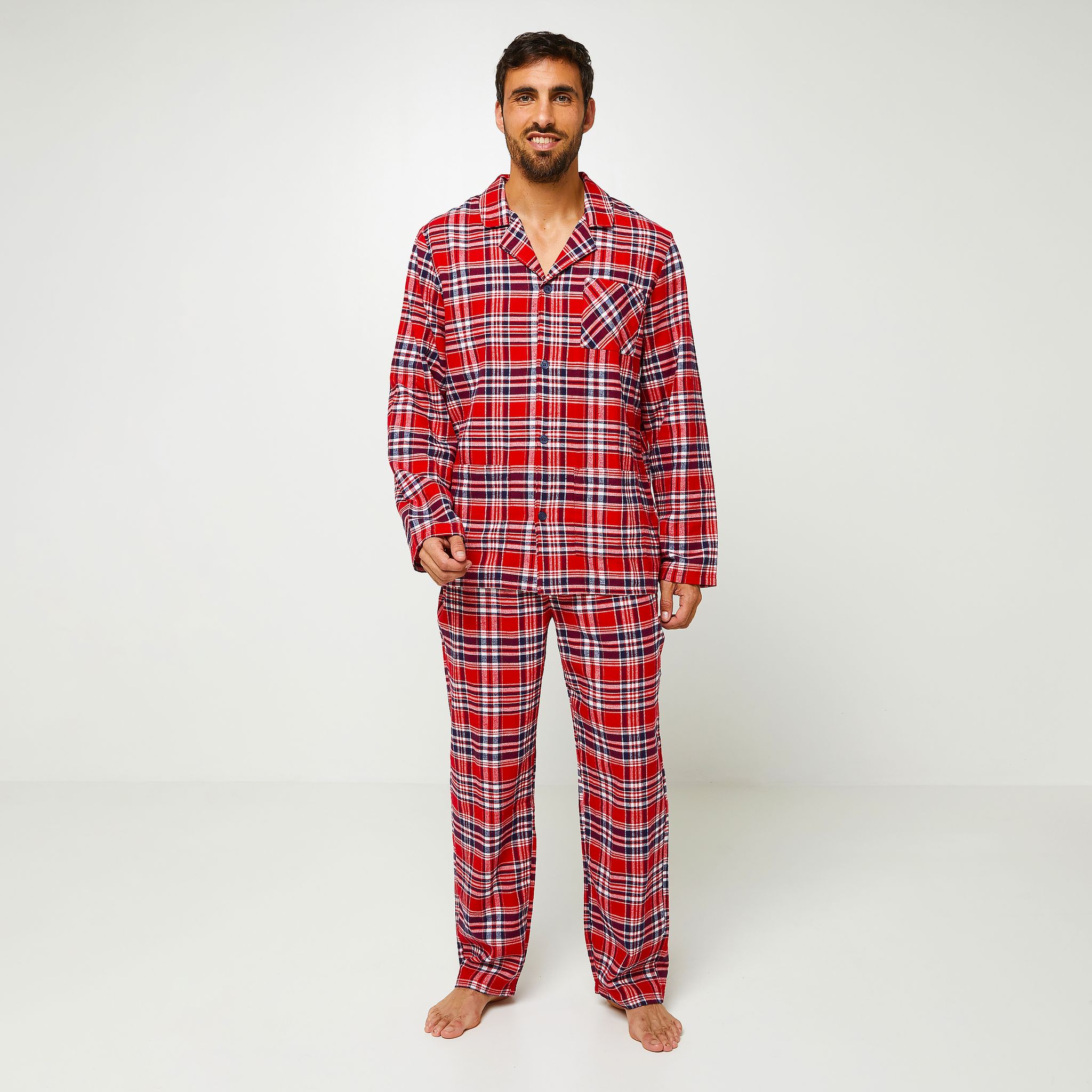 INEXTENSO Pyjama flanelle rouge de Noël en coton homme pas cher - Auchan.fr