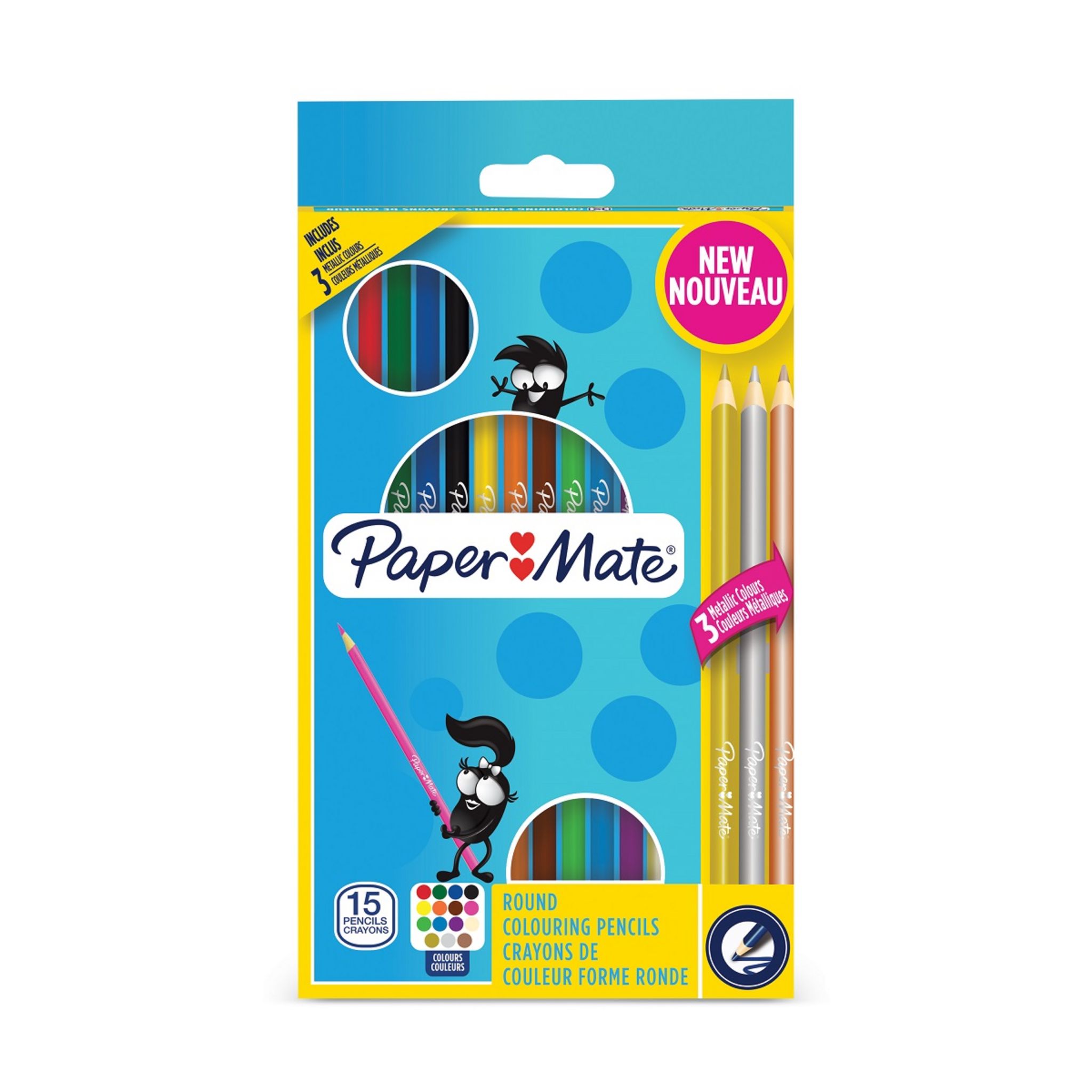 PAPERMATE Boite de 12 crayons de couleurs + 3 couleurs métalliques pas ...
