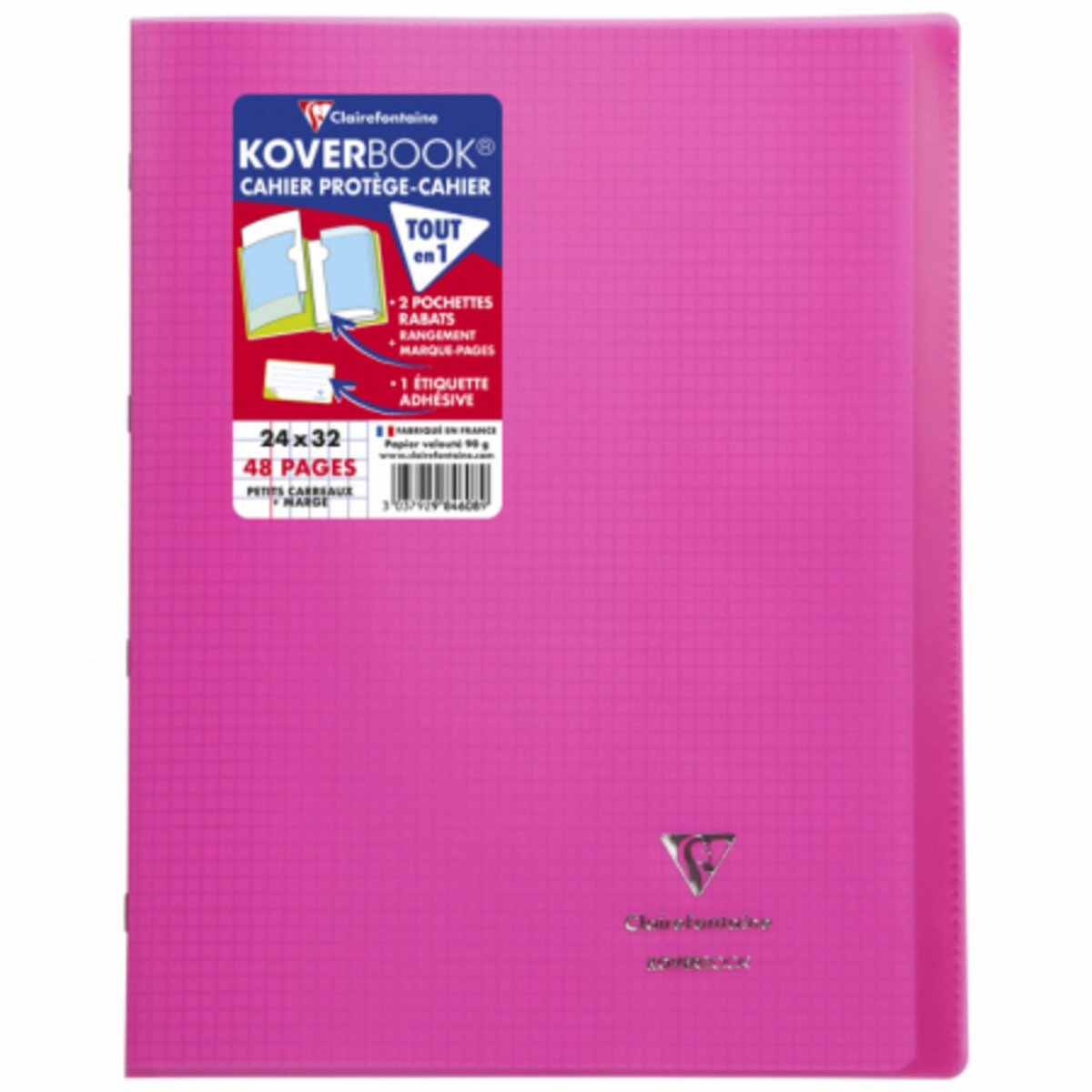 CLAIREFONTAINE Cahier piqué Koverbook 24x32cm 48 pages petits carreaux ...