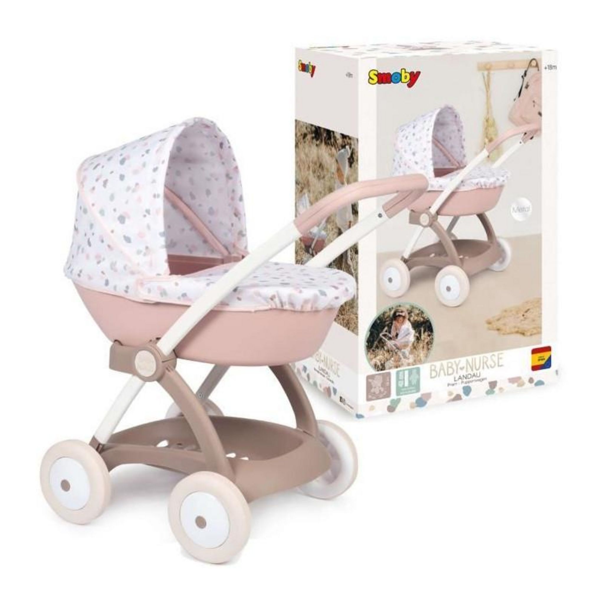 SMOBY Poussette Landau pour poupée Baby Nurse - Smoby - Avec nacelle et ...
