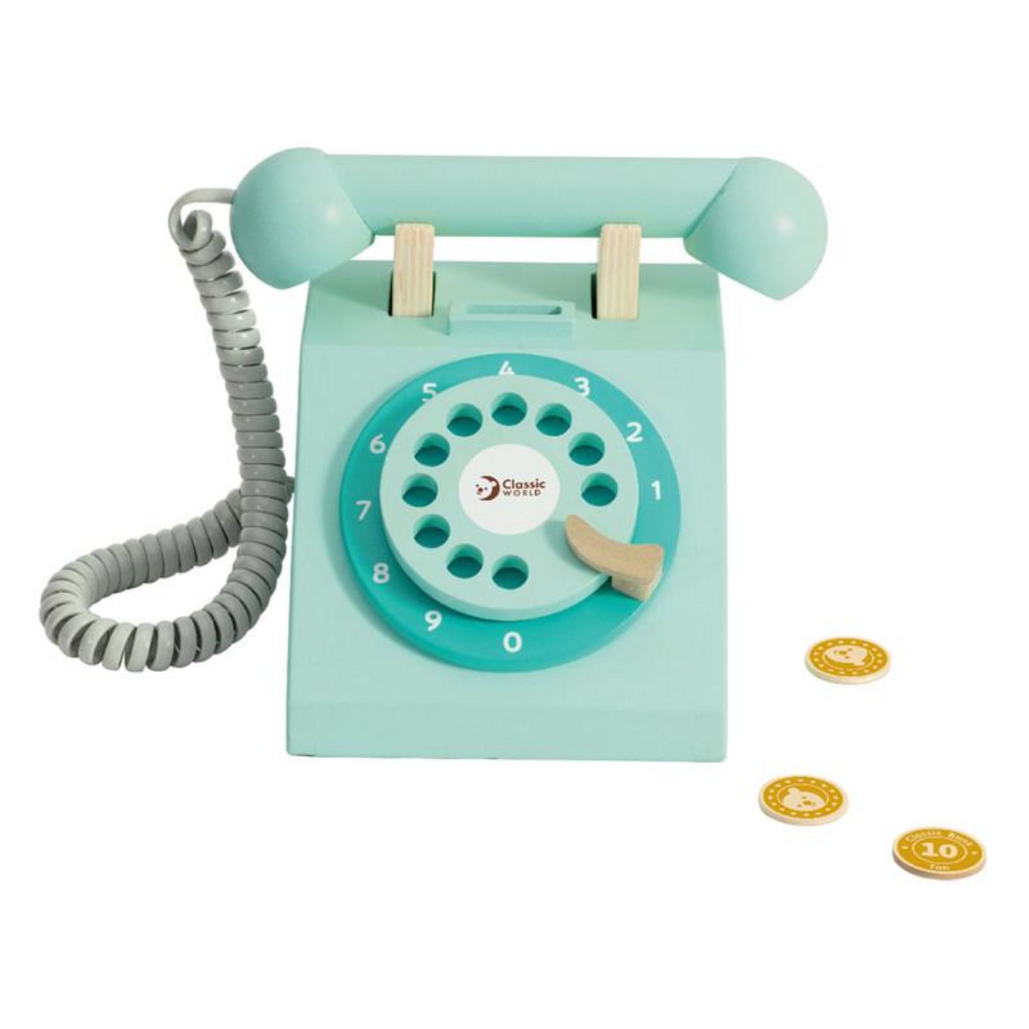 CLASSIC WORLD Classic World Wooden Retro Telephone Turquoise 50551 pas ...
