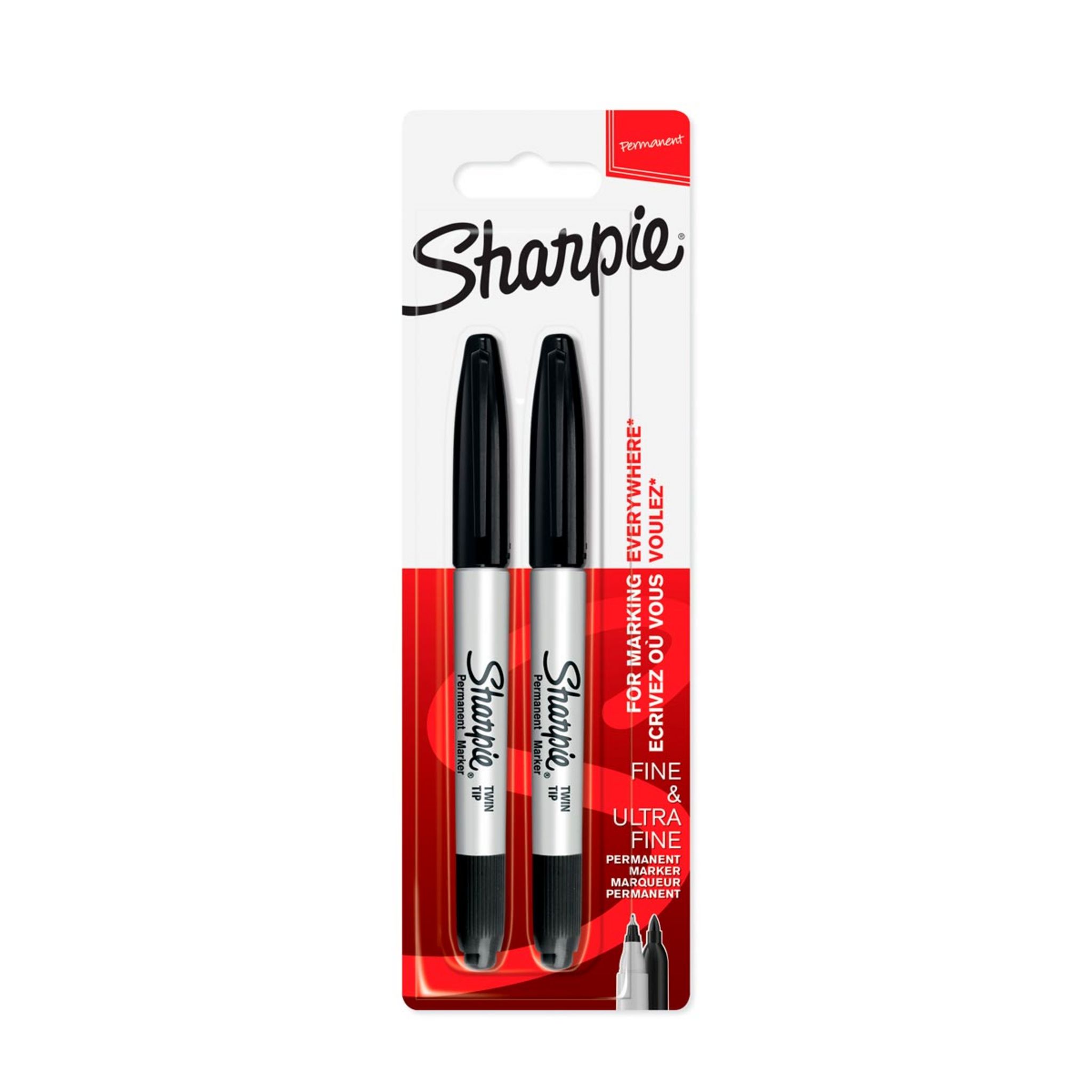 SHARPIE Lot de 2 marqueurs permanents double pointe noir pas cher ...