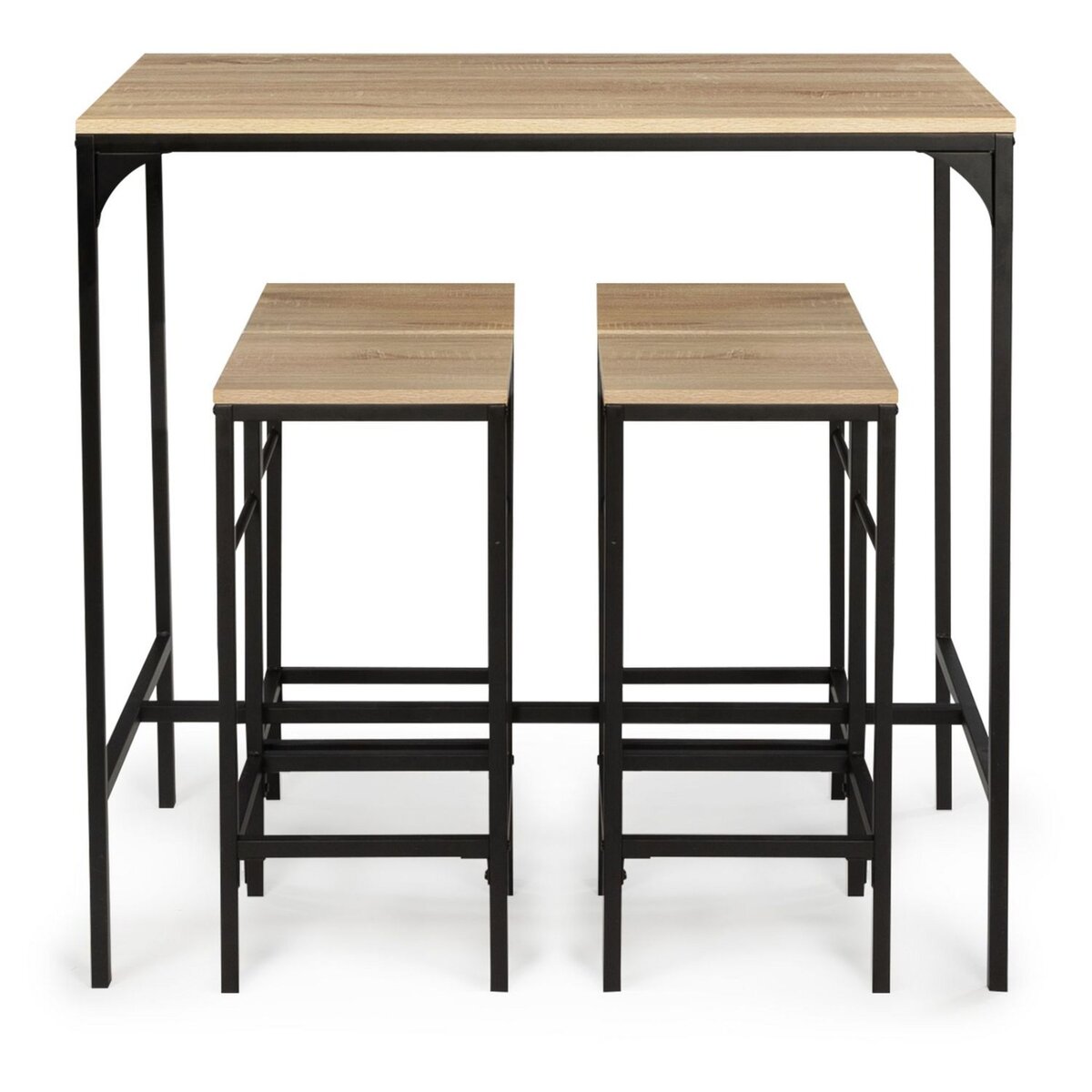 Table haute mange debout + 4 tabourets de bar style industriel 100 cm HOUSTON pas cher - Auchan.fr