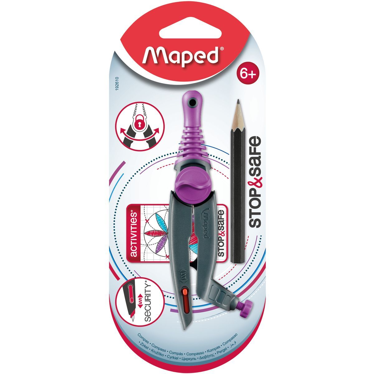 MAPED Compas à bague plastique Stop&Safe violet pas cher - Auchan.fr