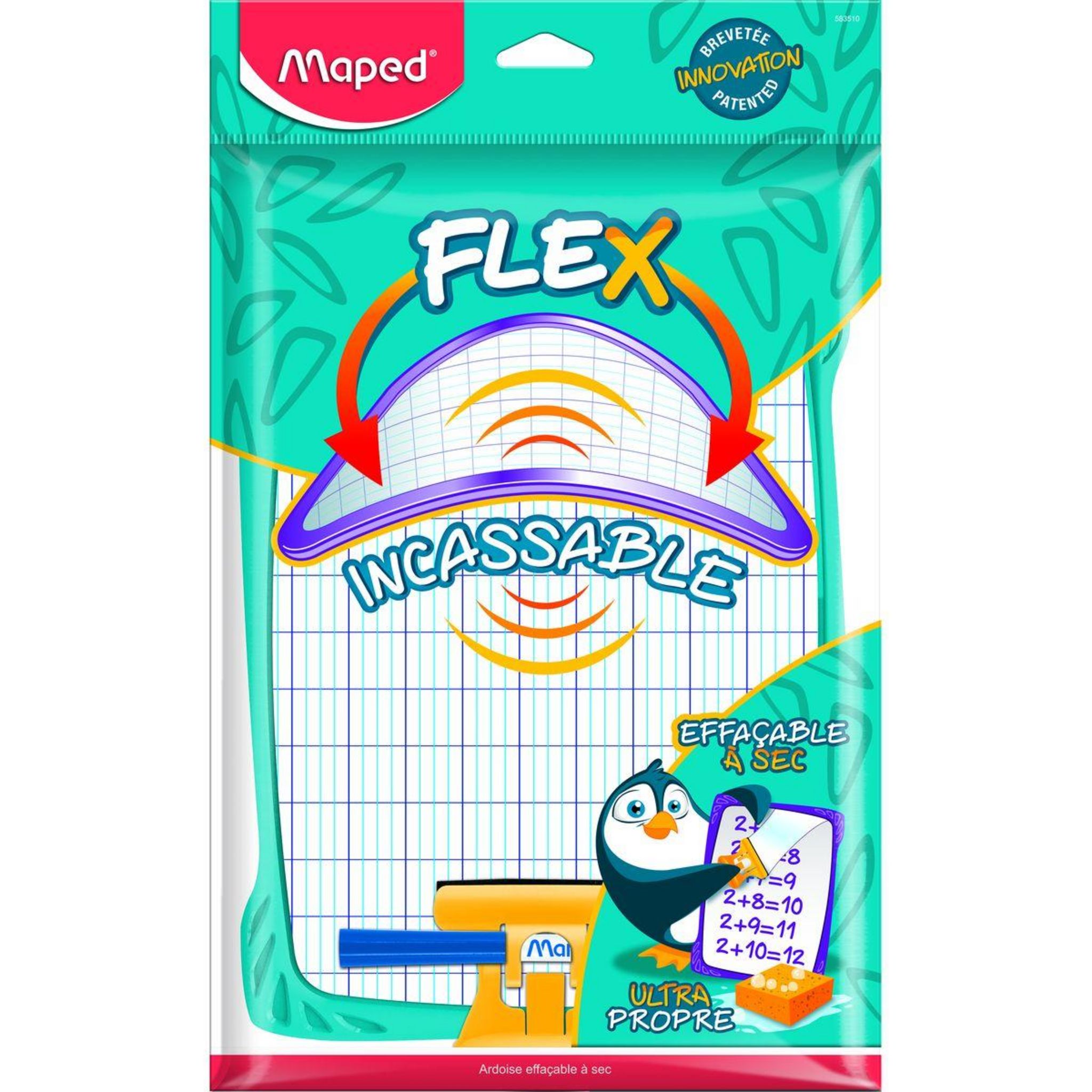 MAPED Ardoise blanche incassable 27x19,5cm + 1 feutre + 1 effacette ...