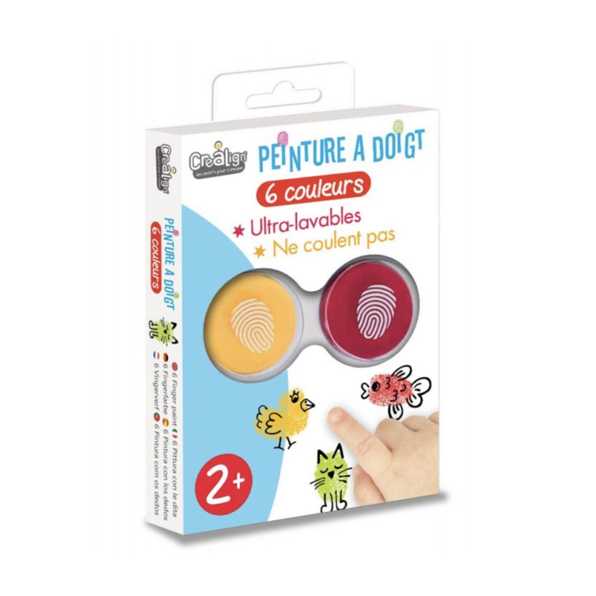 CREALIGN Peinture a doigts - pack six encreurs pas cher - Auchan.fr