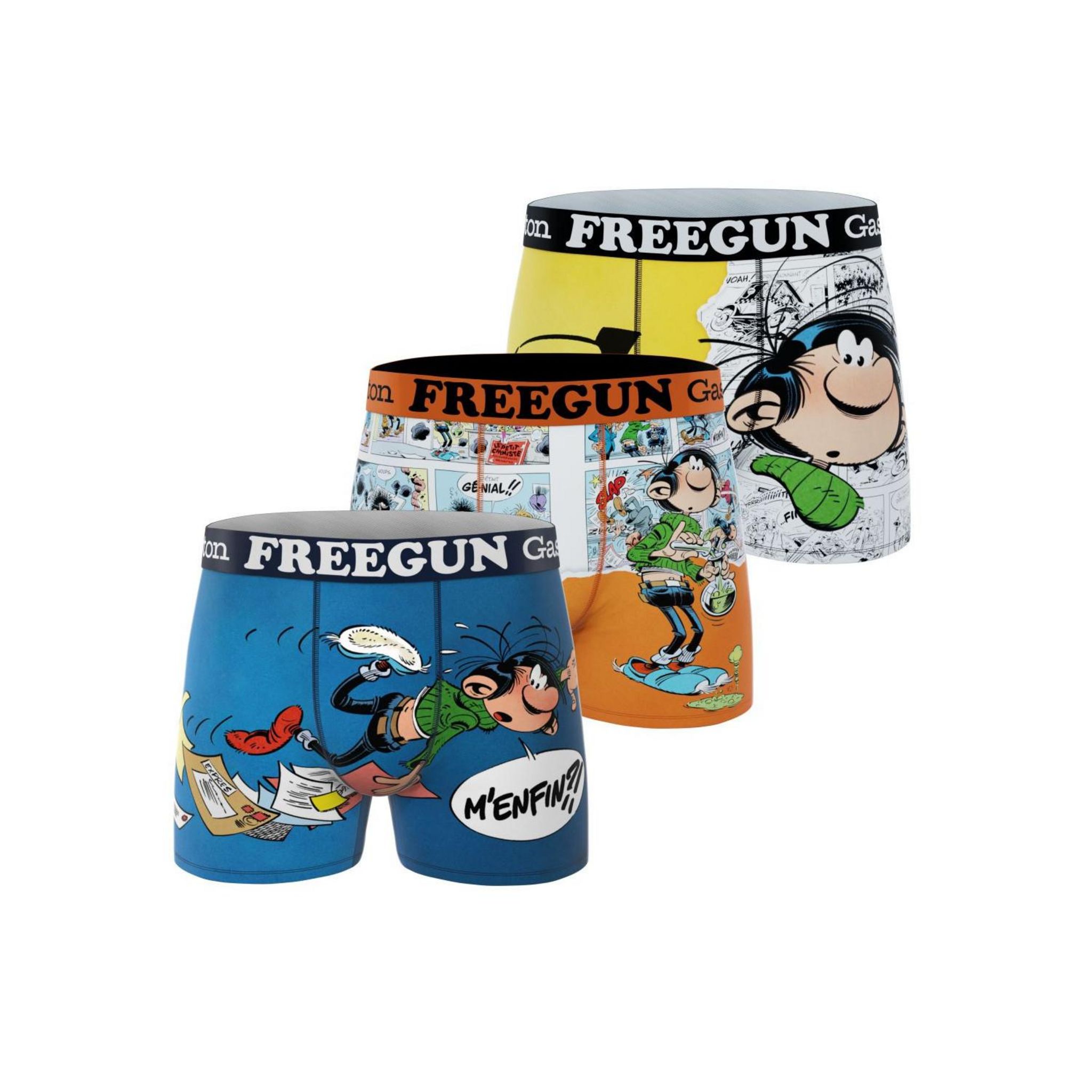 FREEGUN Lot de 3 boxers homme Gaston Lagaffe pas cher - Auchan.fr